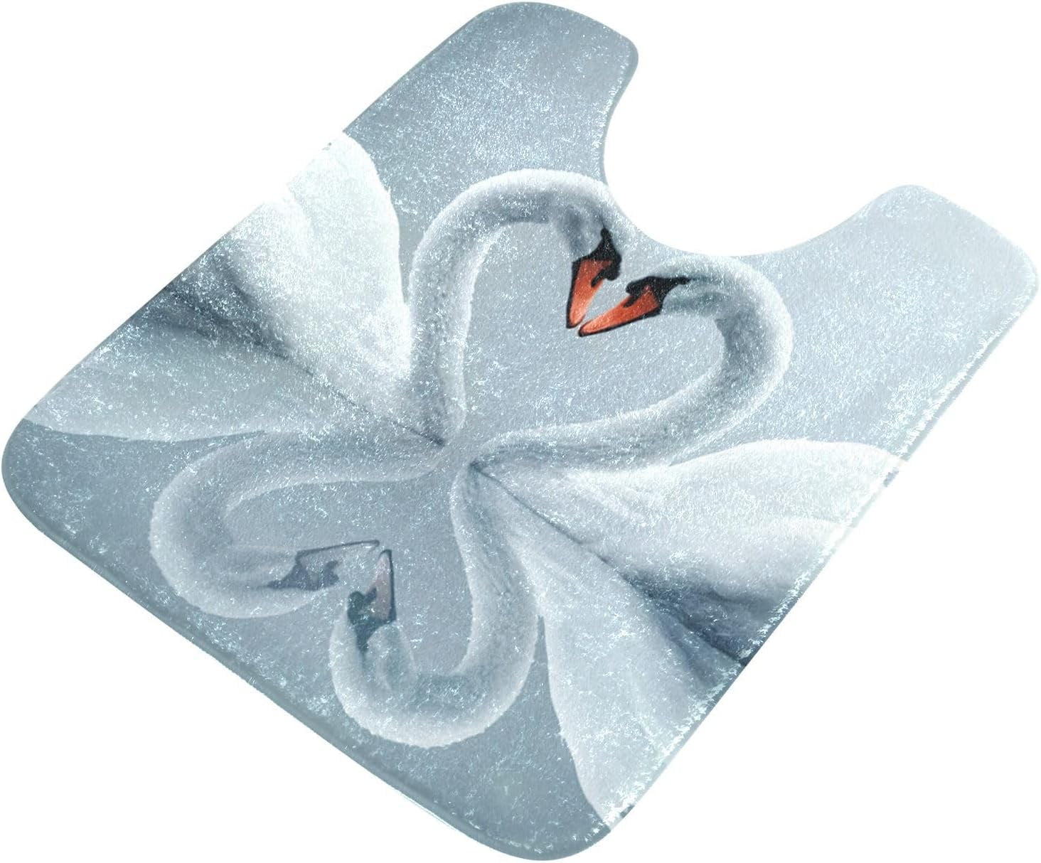 Dreamtimes White Swan High Absorbent U-Shaped Contour Toilet Rugs ...