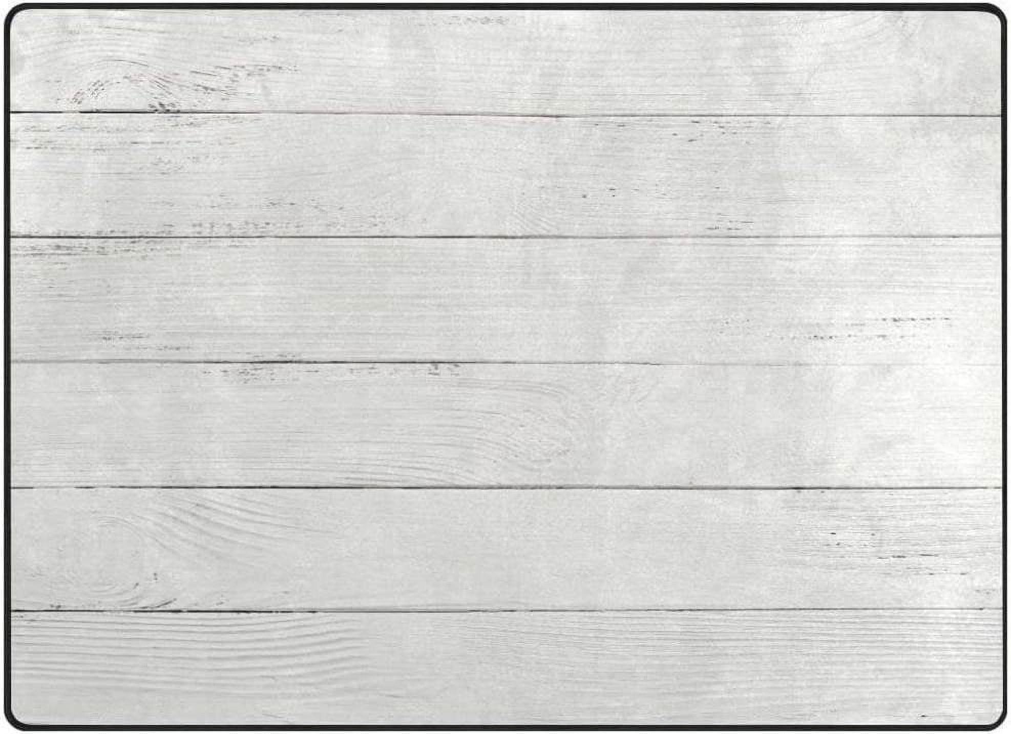 Dreamtimes White Wood Texture Area Rug, 4'x5' Pet & Child Friendly ...