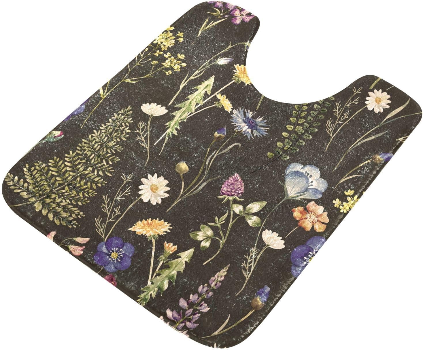 Dreamtimes Wildflowers High Absorbent U-Shaped Contour Toilet Rugs ...