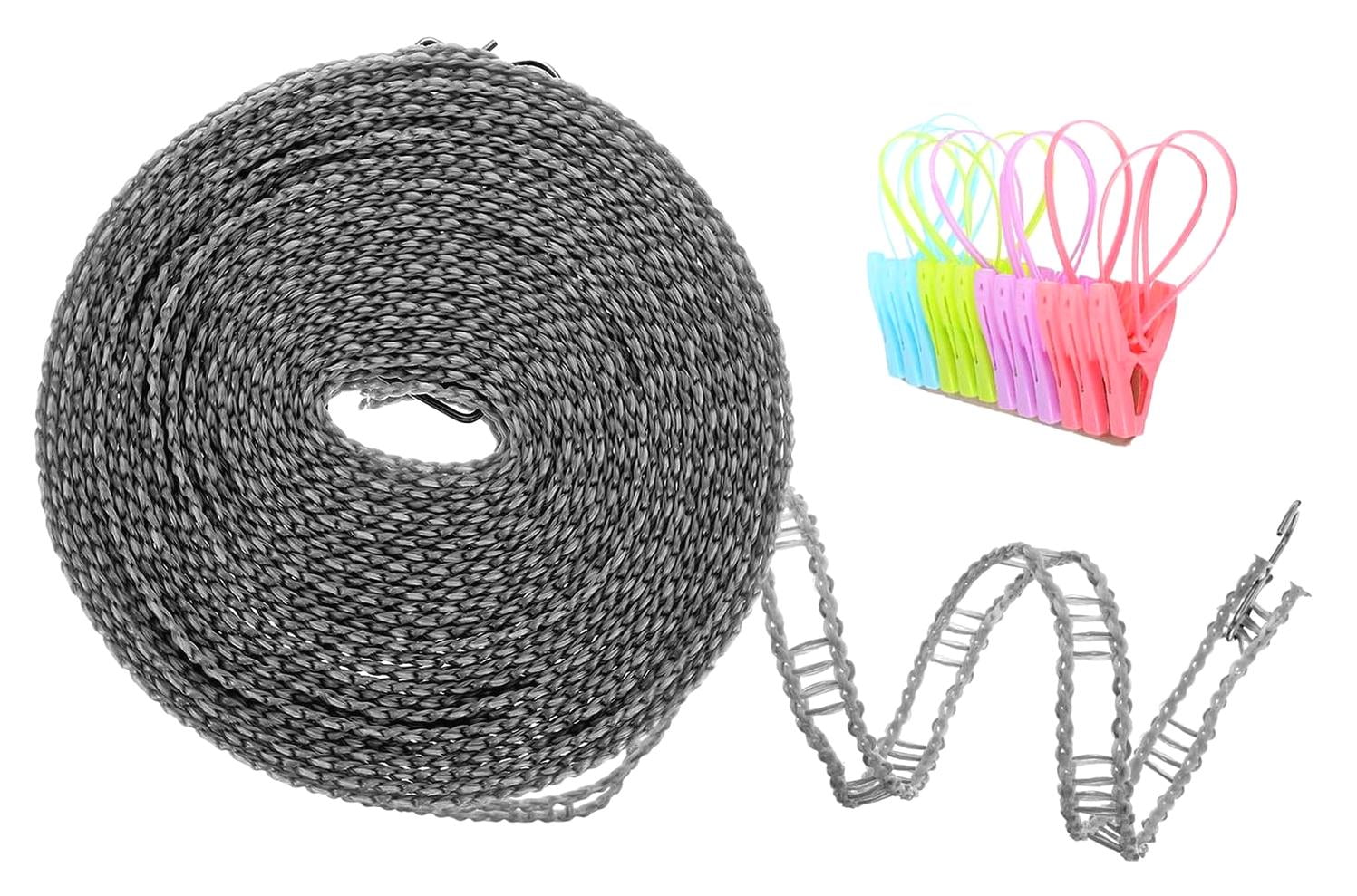 Dreamtimes Wind-Resistant Clothesline, 10 Meters 33 Feet Plastic ...