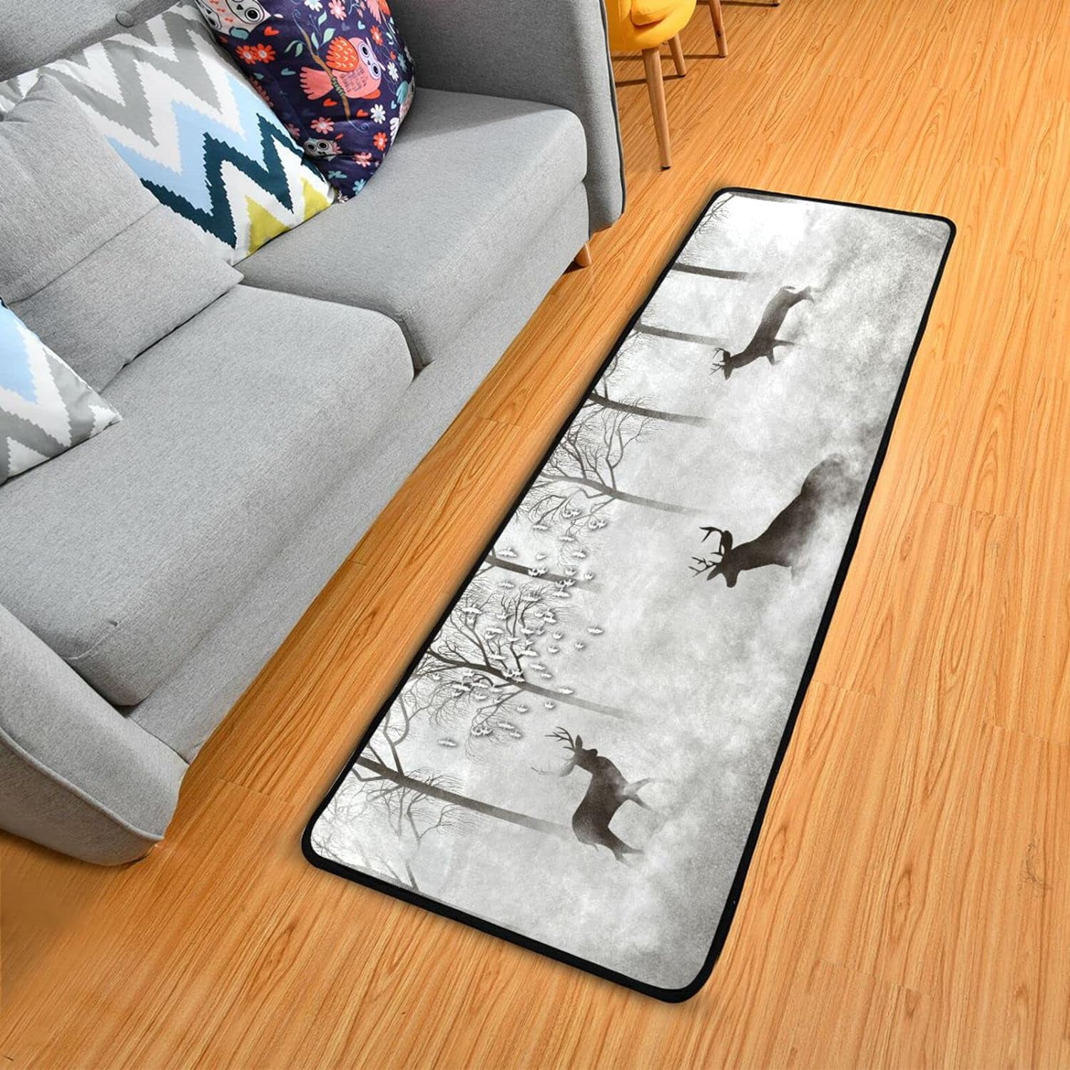 Dreamtimes Winter Forest Deer Hallway Runner Rug 2'x6' Kitchen Rug with ...