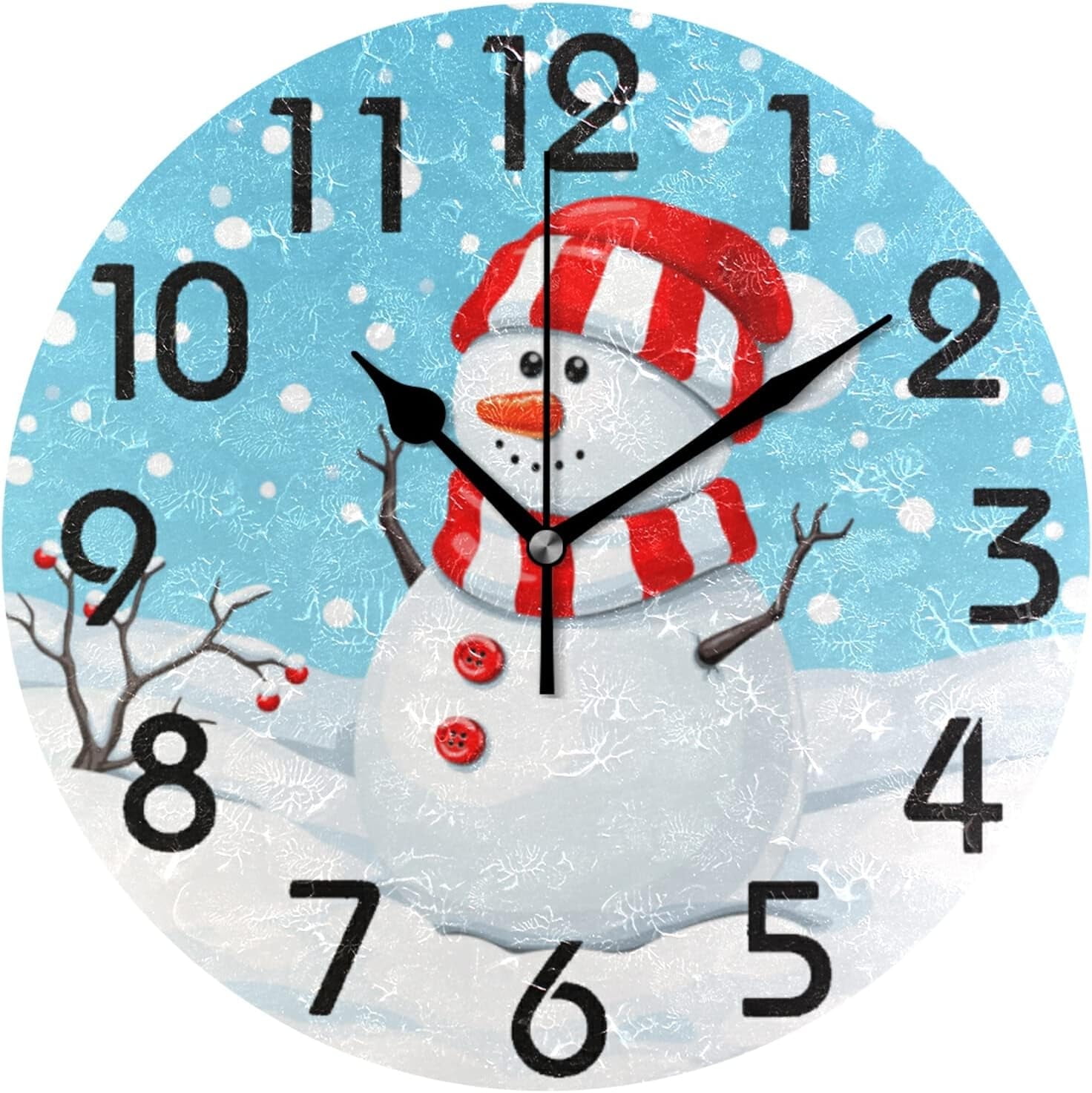 Dreamtimes Winter Outdoor Snowman Round Wall Clock, 10 Inch Battery ...