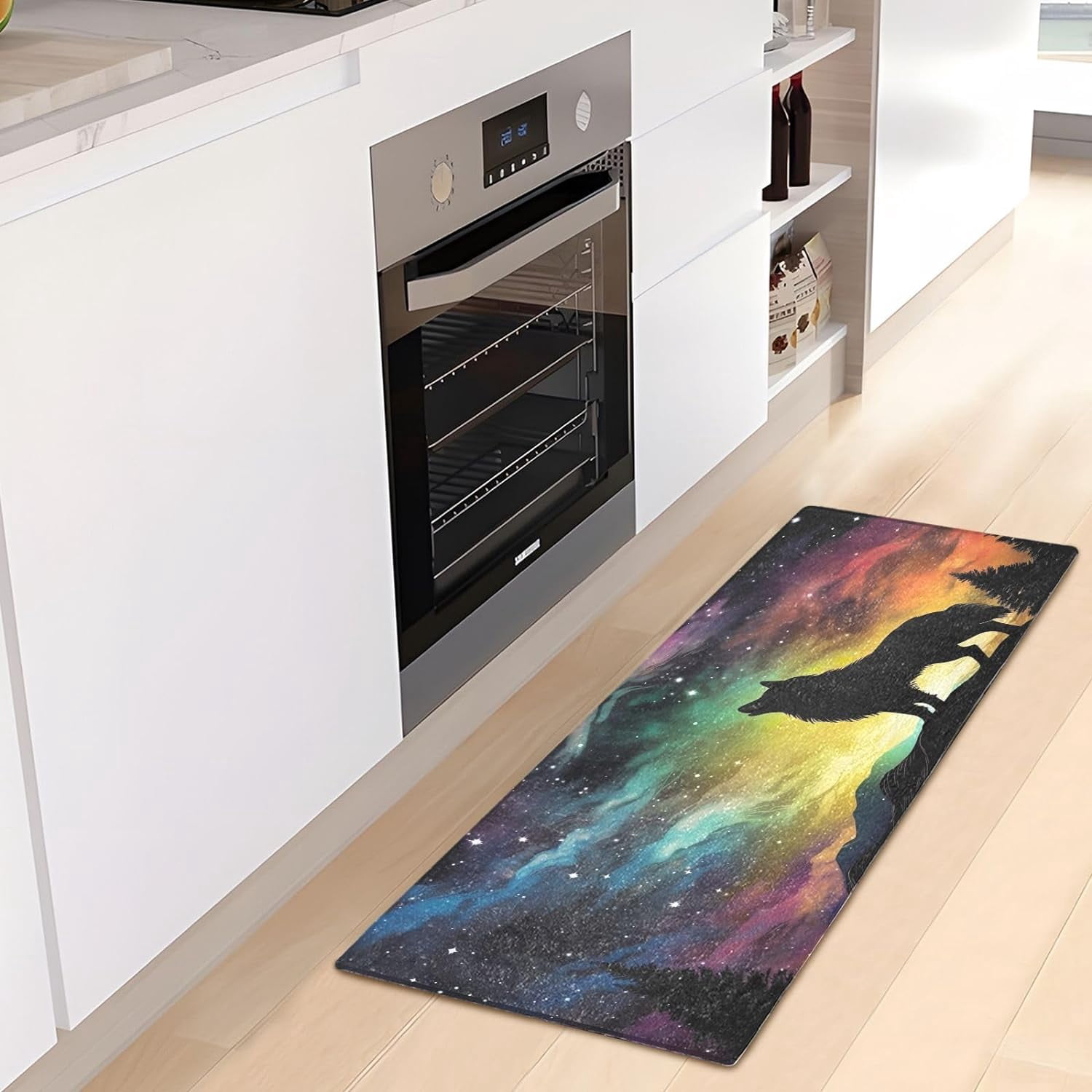 Dreamtimes Wolf Starry Night Kitchen Mat 20"x39", Non Skid Kitchen ...