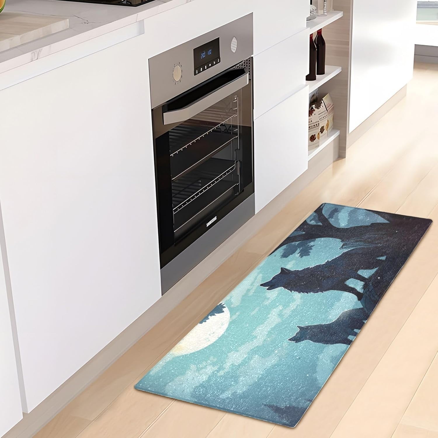 Dreamtimes Wolves Under The Moon Kitchen Mat 20"x39", Non Skid Kitchen ...