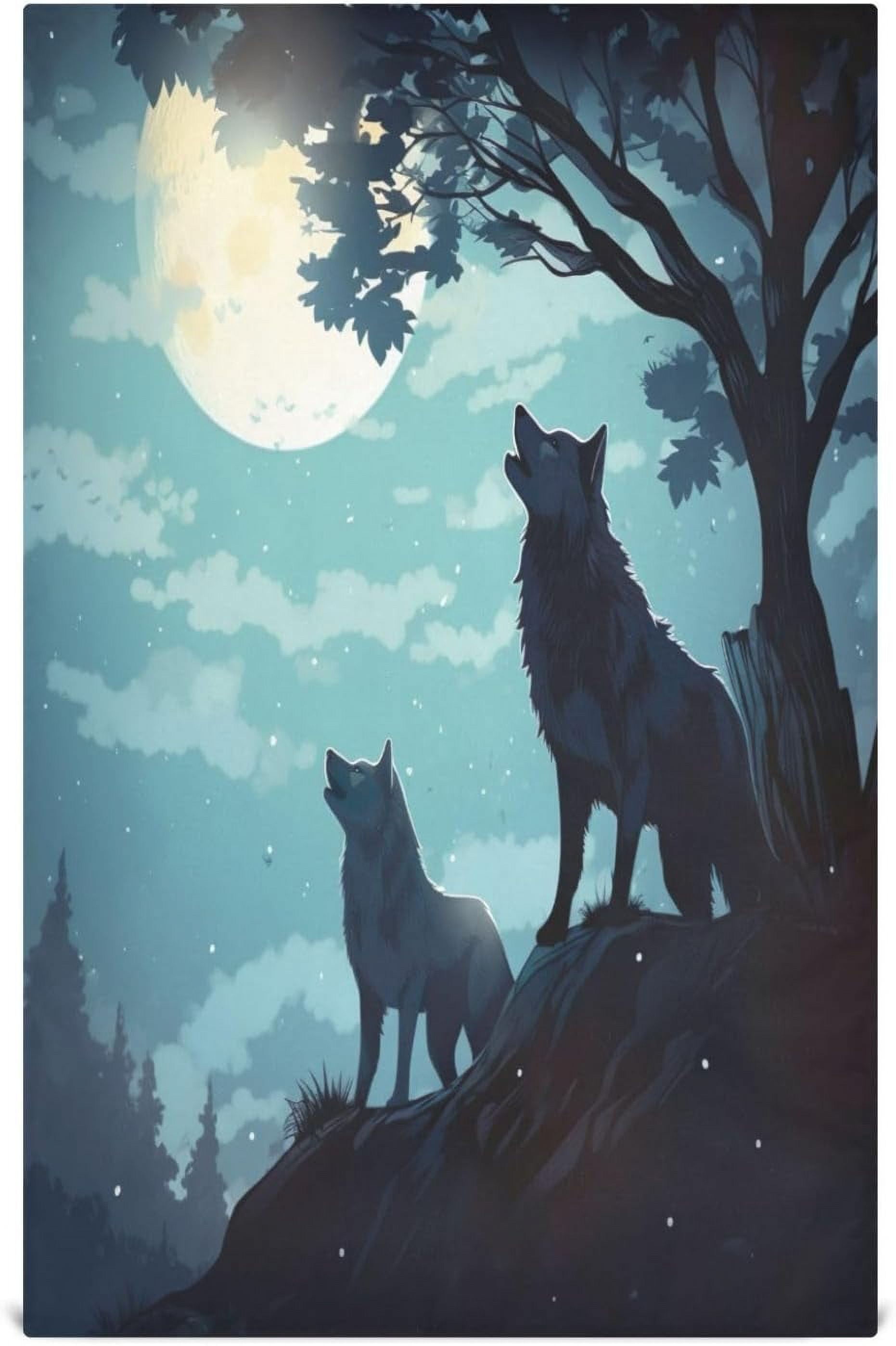 Dreamtimes Wolves Under The Moon Kitchen Towels, 18 x 28 Inch Super ...