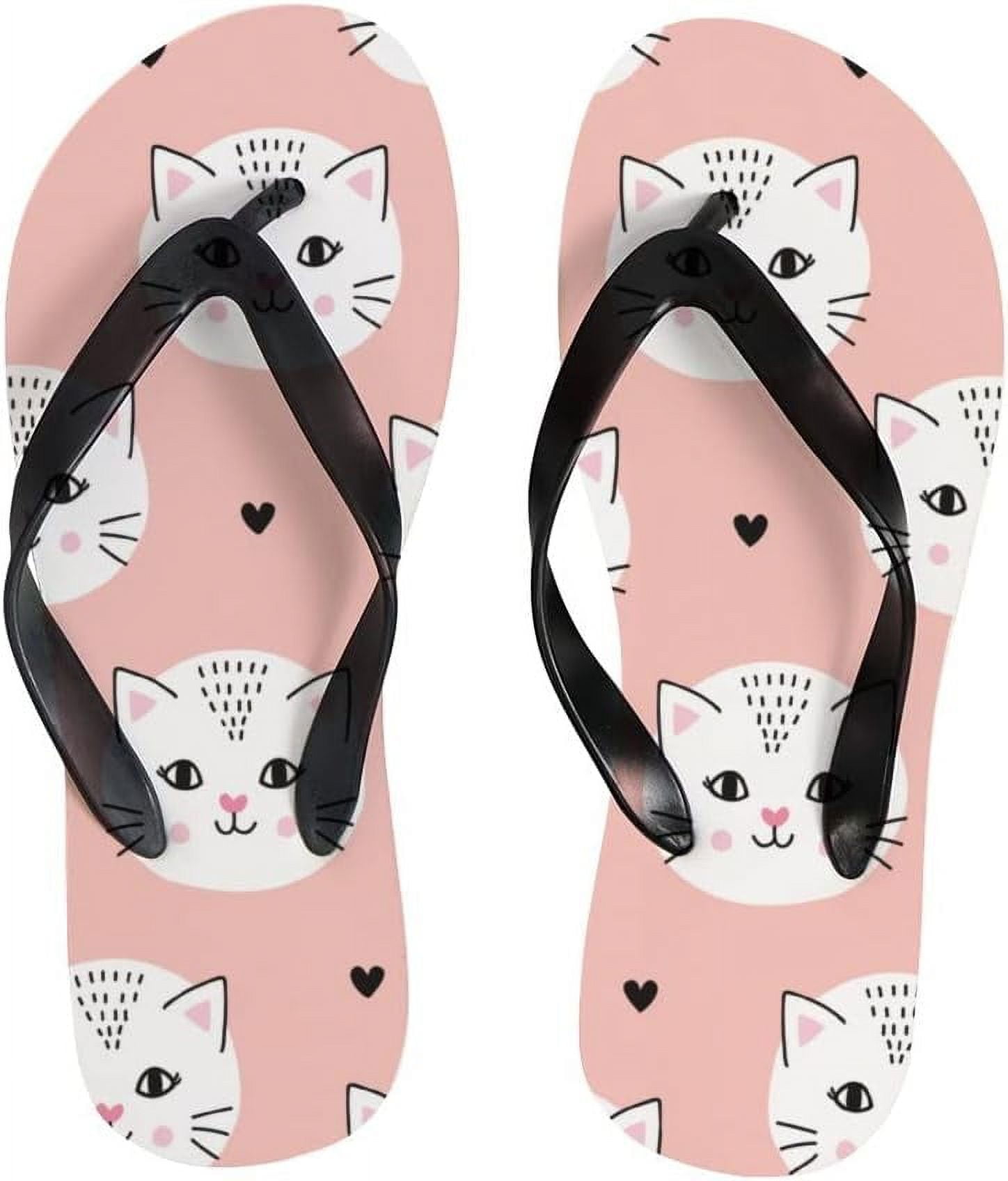 Dreamtimes Women Flip Flops Slippers Cute Cat Animal Sandals for Beach ...