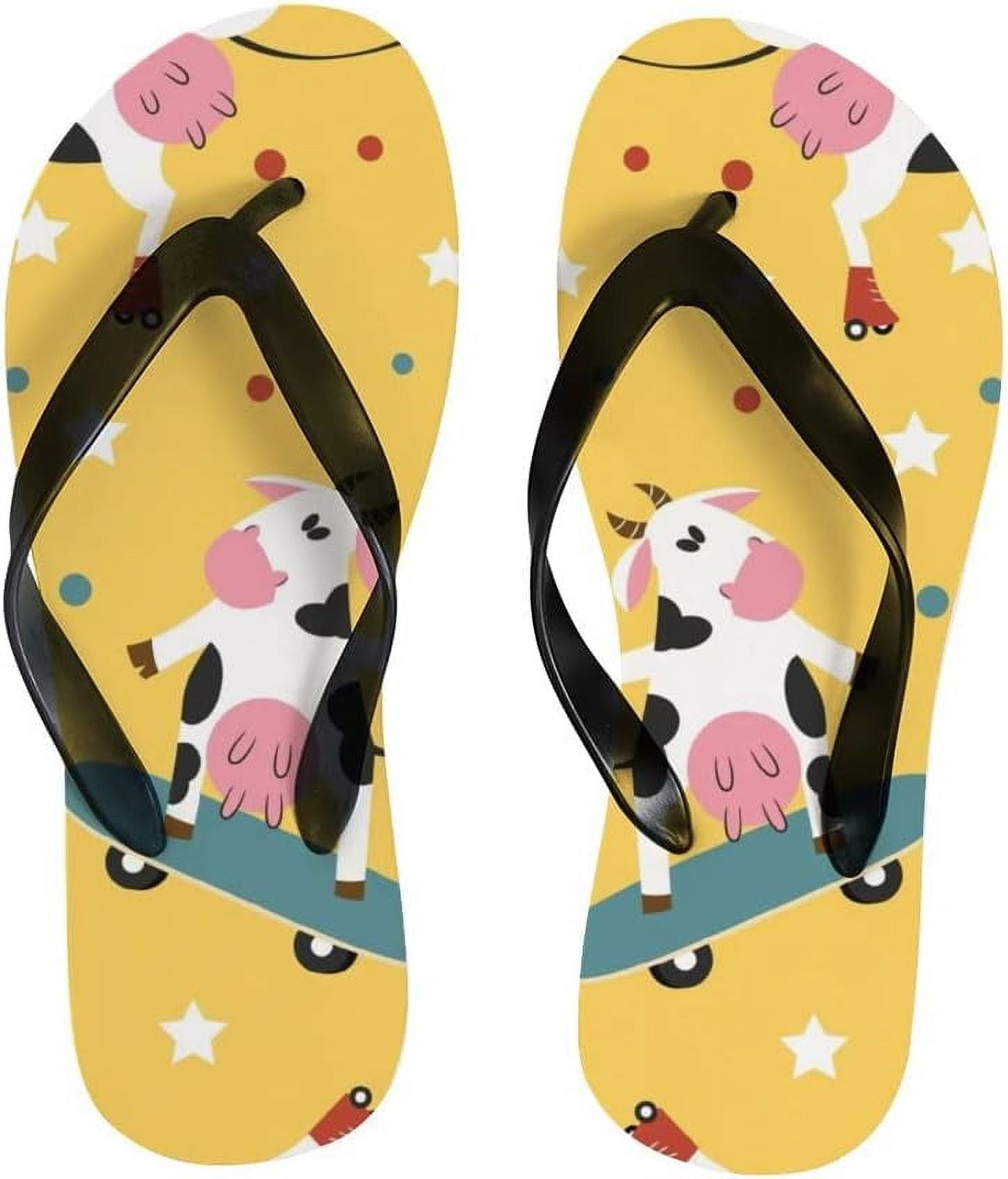 Dreamtimes Women Flip Flops Slippers Cute Cow Star Fish Yellow Sandals ...