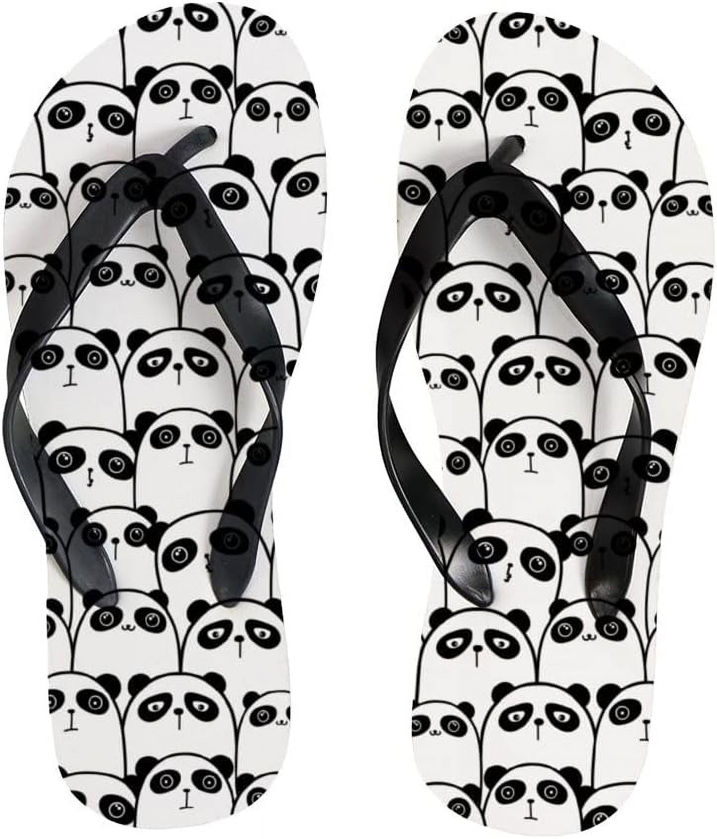 Dreamtimes Women Flip Flops Slippers Cute Panda Animal Black White ...