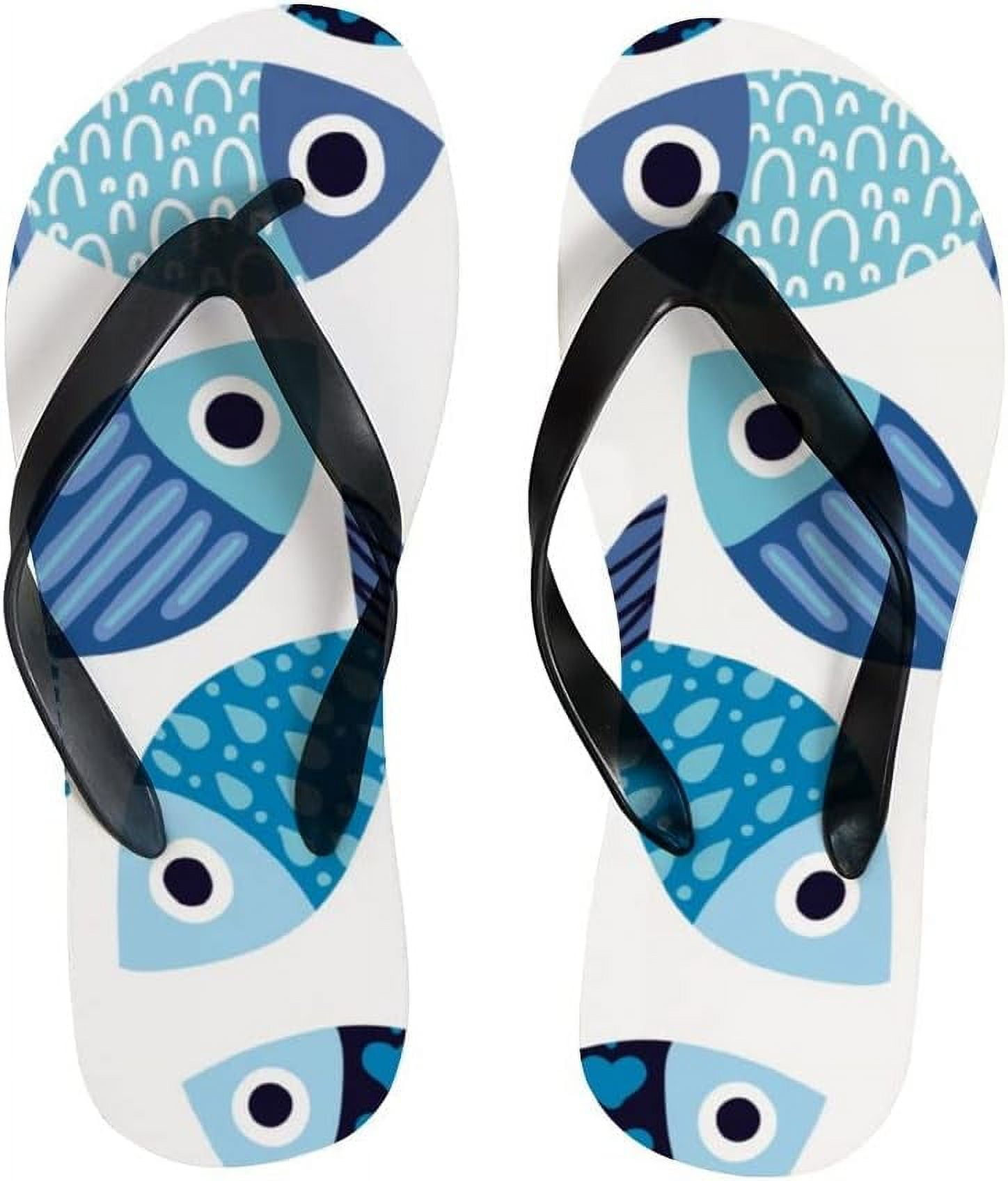 Dreamtimes Women Flip Flops Slippers Fish Blue Ocean Sea Sandals for ...