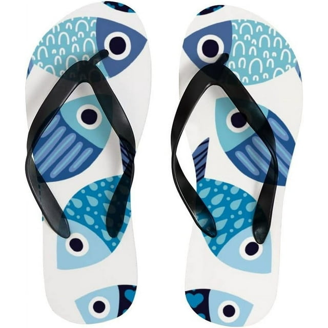 Dreamtimes Women Flip Flops Slippers Fish Blue Ocean Sea Sandals for ...