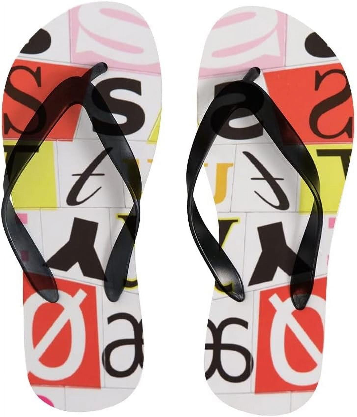 Dreamtimes Women Flip Flops Slippers Patchwork Alphabet Letter Plaid ...