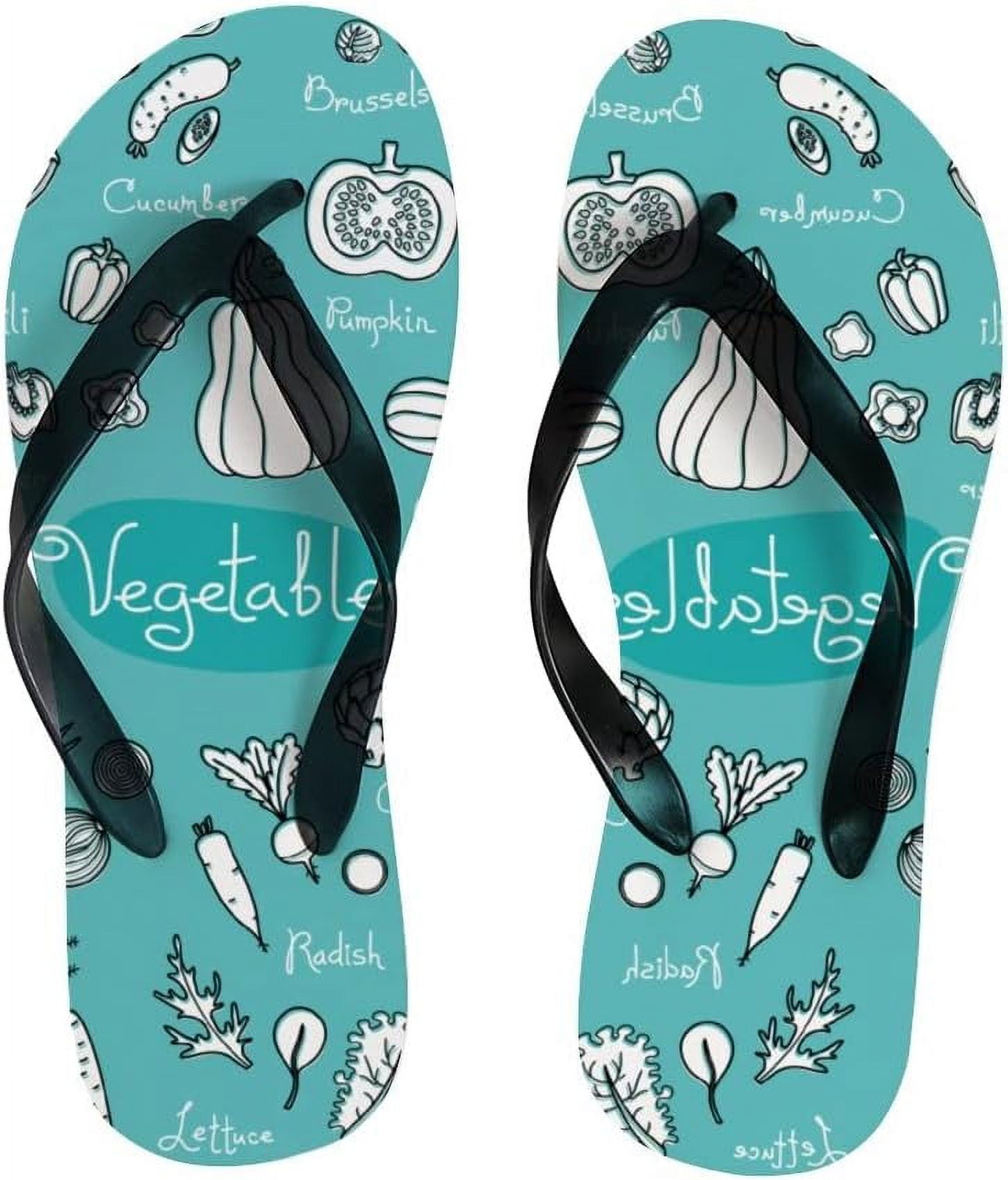 Dreamtimes Women Flip Flops Slippers Vegetables Alphabet Letter Blue ...