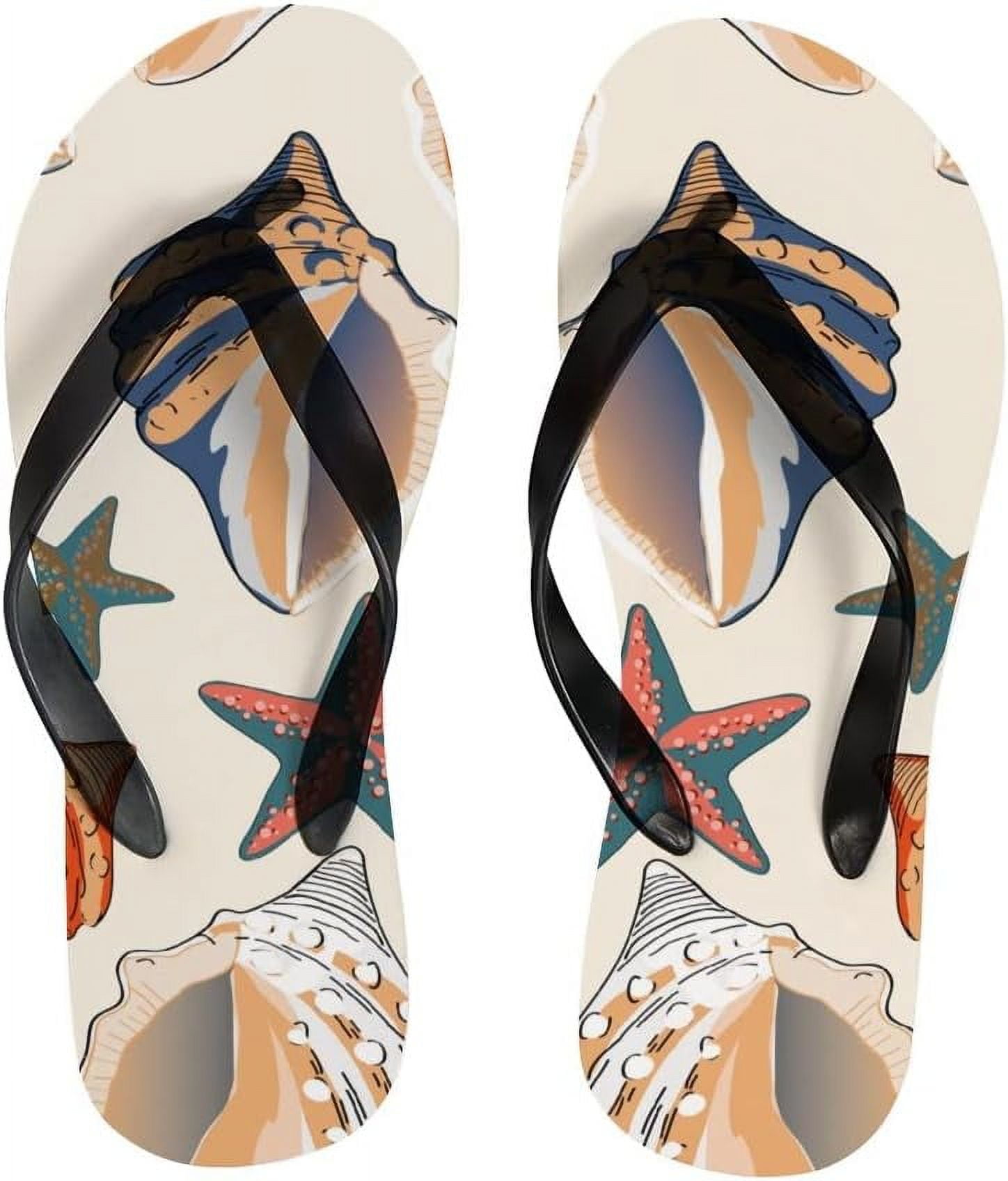 Dreamtimes Women Flip Flops Slippers Vintage Starfish Seashells Ocean ...