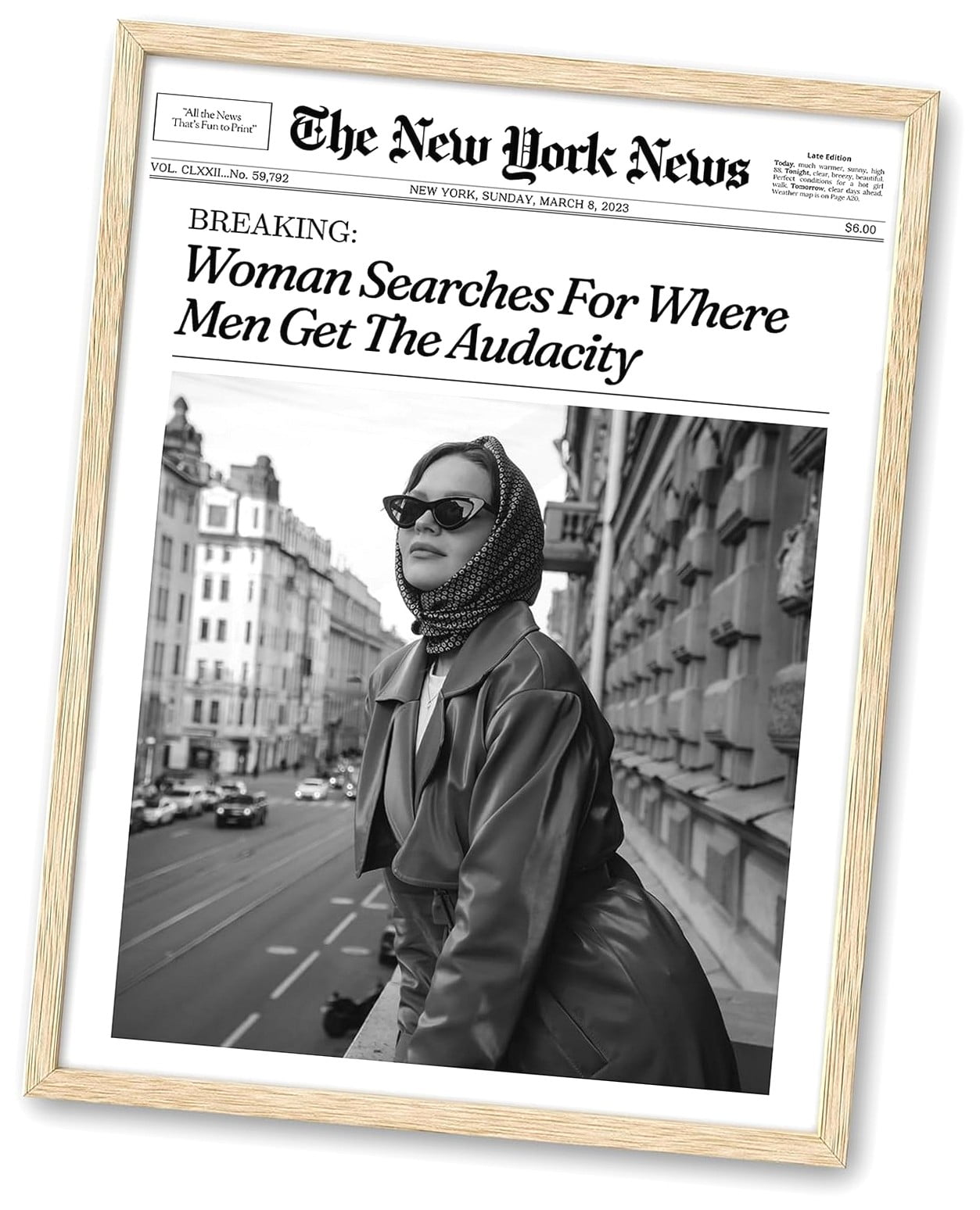 Dreamtimes Wood Newspaper Trendy Wall , 12x16 in Headline Canvas Print ...