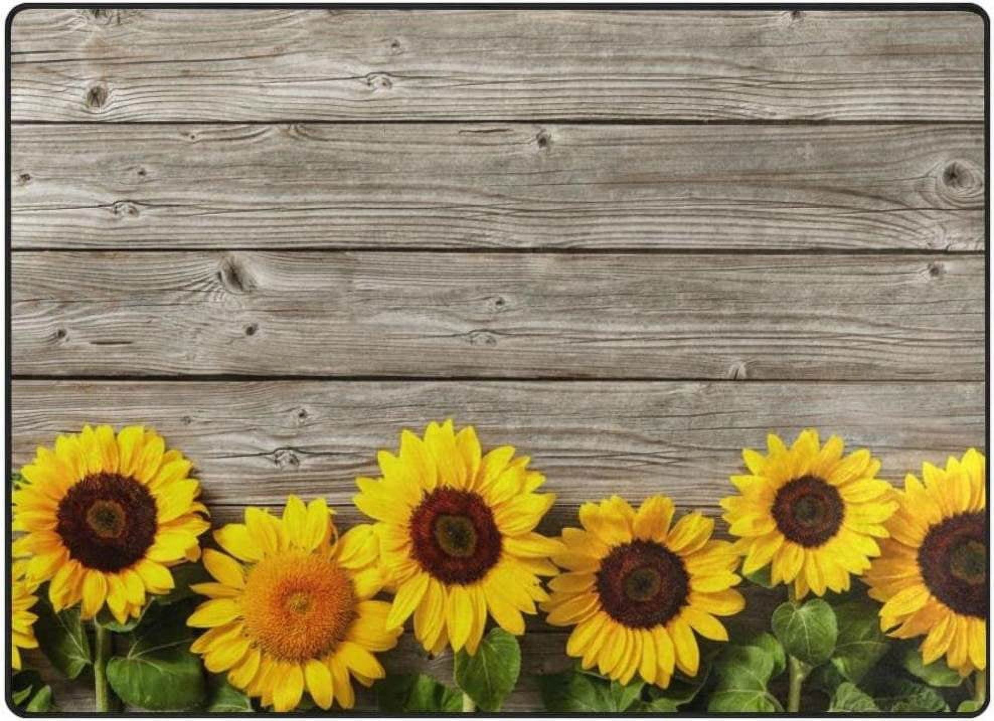 Dreamtimes Wood Plank Texture Sunflower Area Rug, 80"x 58" Pet & Child ...