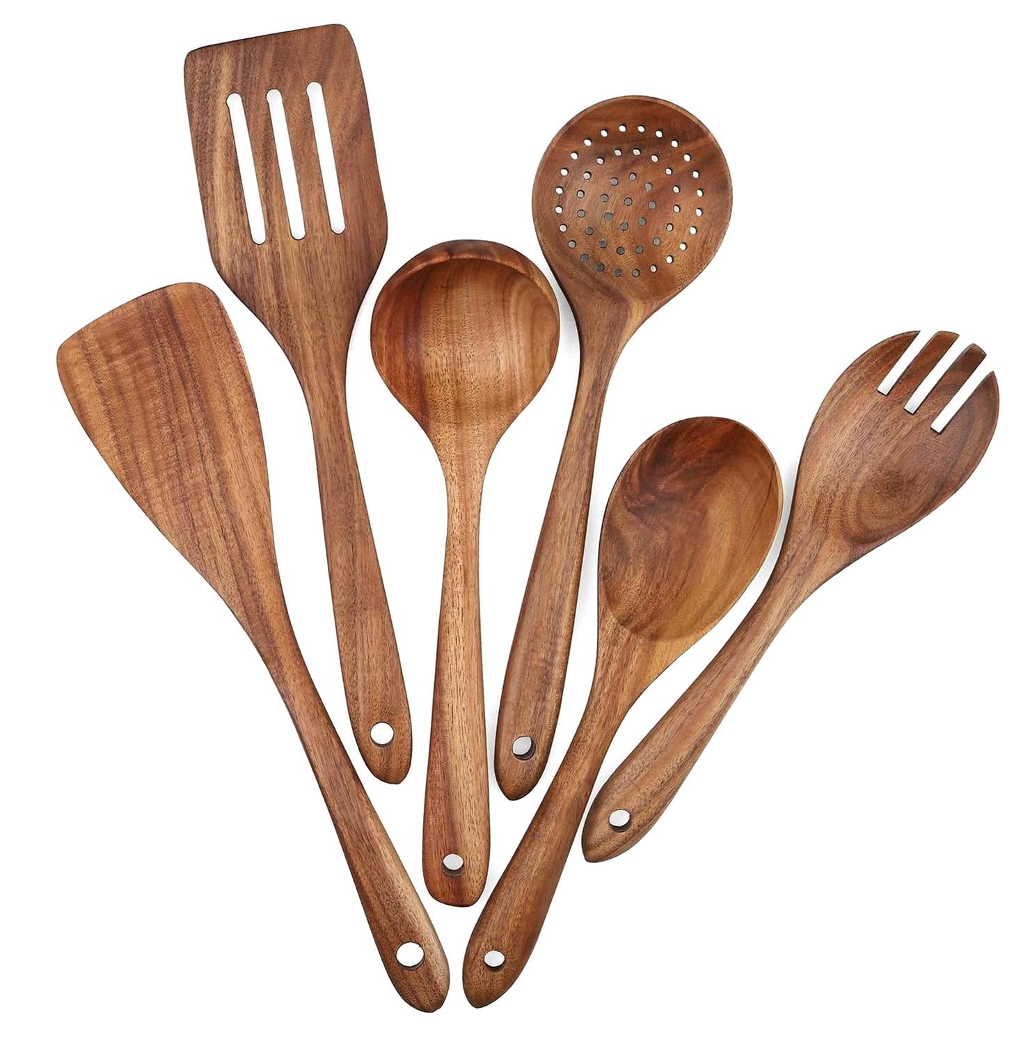 Dreamtimes Wooden Cooking Utensils Set 4-Piece Wood Kitchen Utensil Set ...