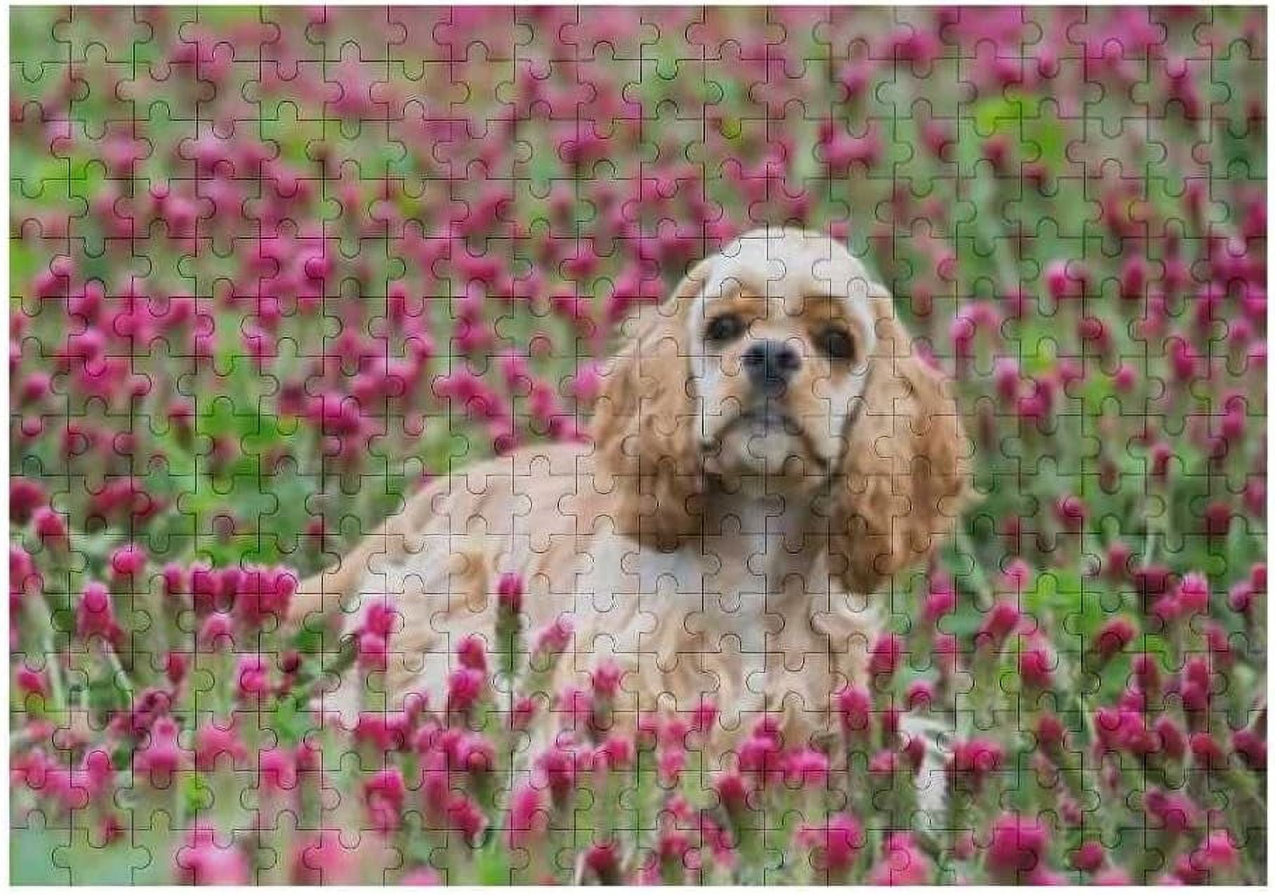Dreamtimes Wooden Jigsaw Puzzles 1000 Pieces American Cocker Spaniel in Purple Clover ...