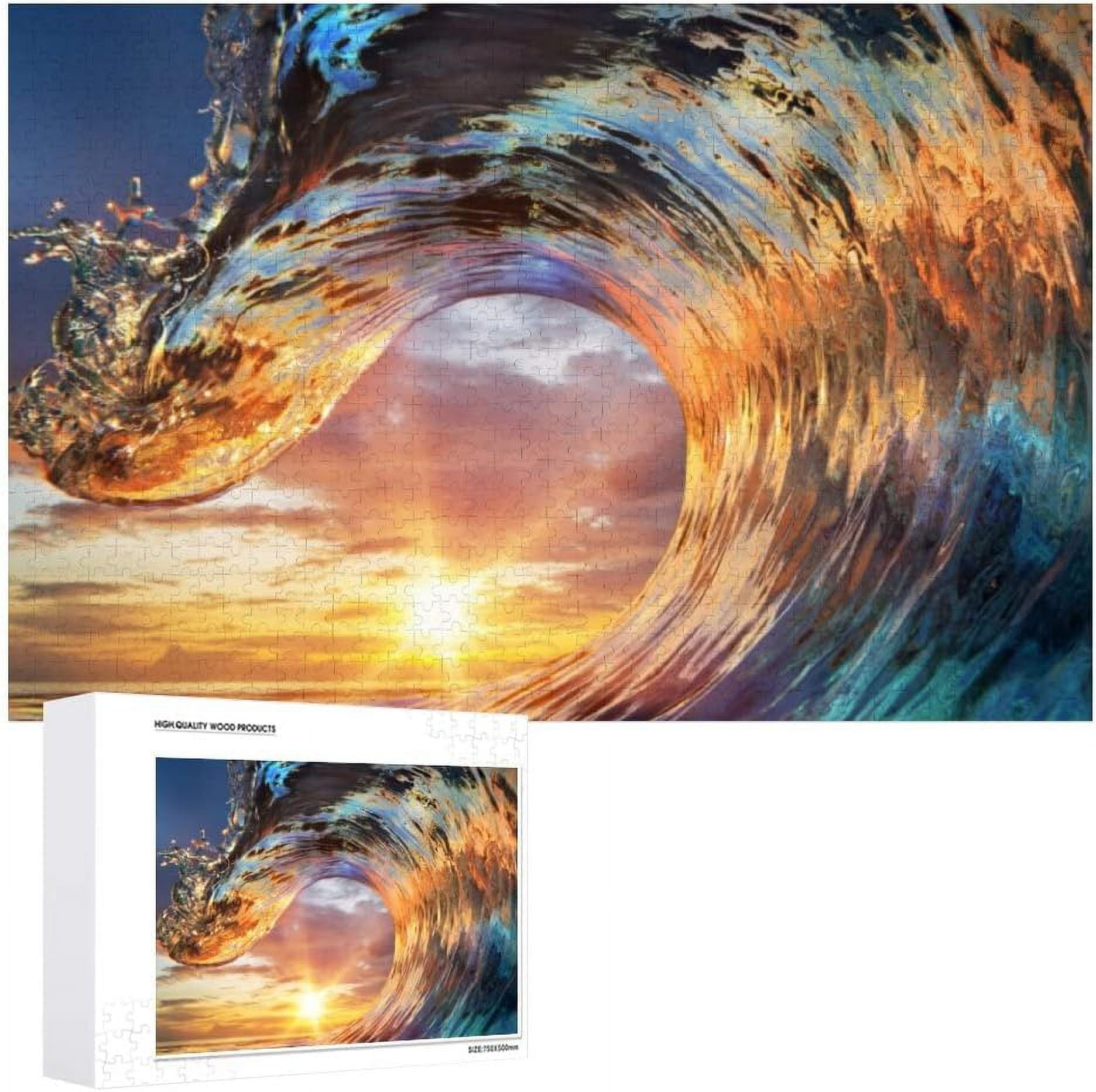 Dreamtimes Wooden Jigsaw Puzzles 1000 Pieces Colorful Ocean Wave in ...