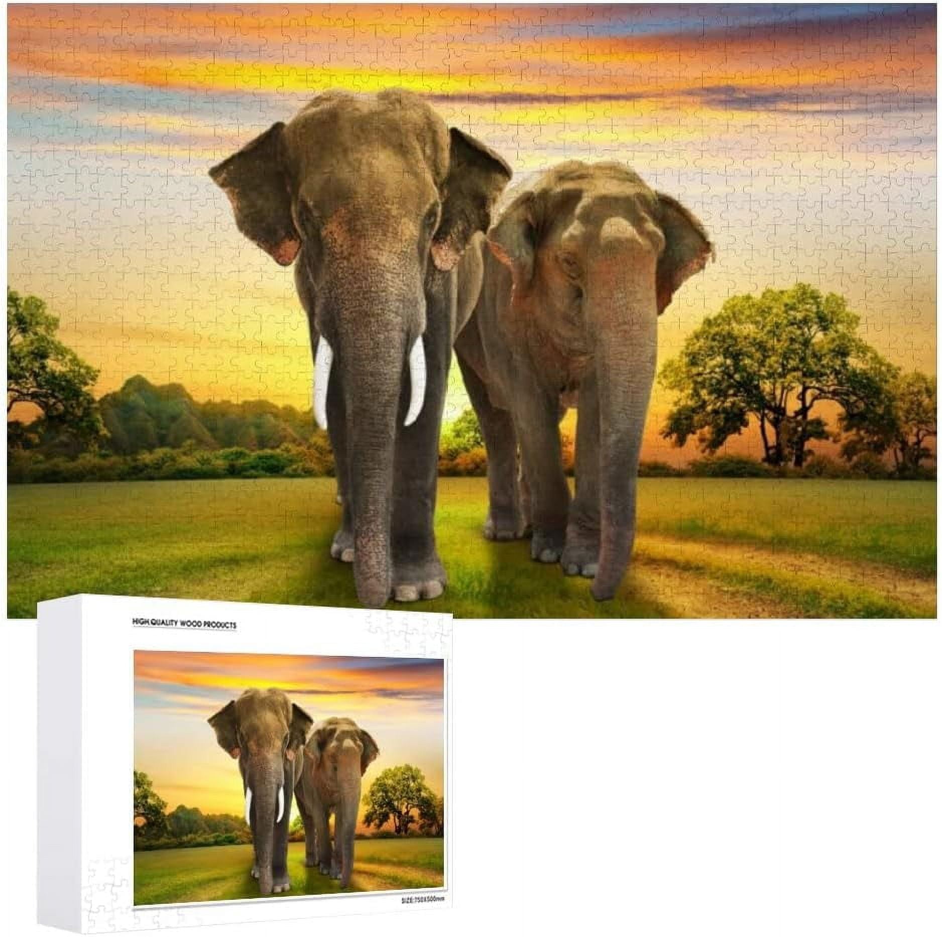 Dreamtimes Wooden Jigsaw Puzzles 1000 Pieces, Elephants Family On ...