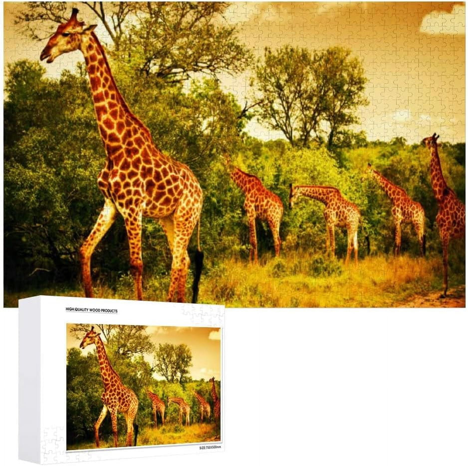 Dreamtimes Wooden Jigsaw Puzzles 1000 Pieces Giraffe Groups on The Forest Educational ...