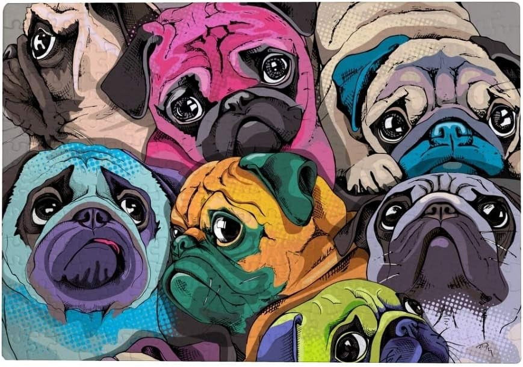 Dreamtimes Wooden Jigsaw Puzzles 1000 Pieces Portrait of Many Pugs ...