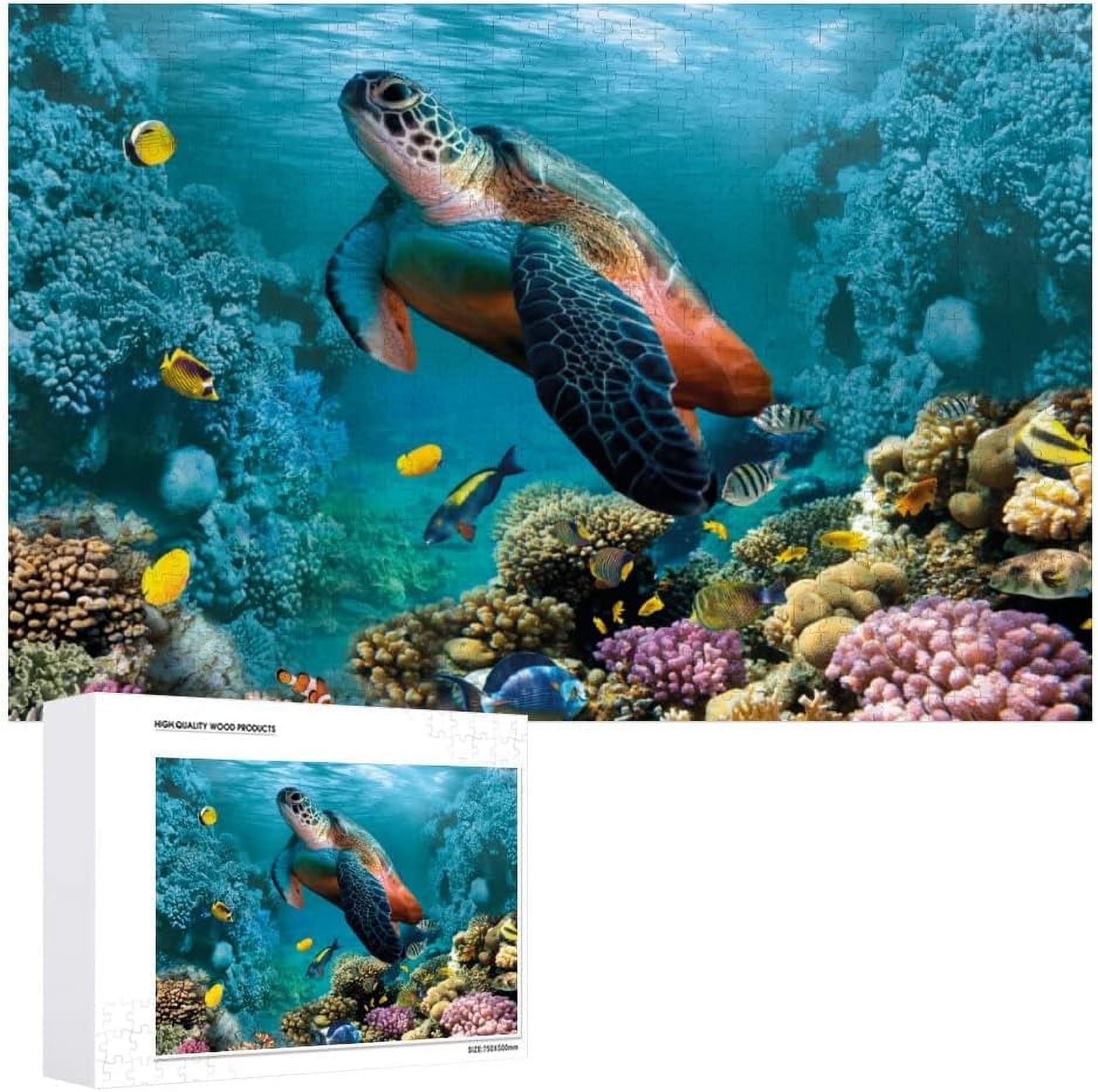 Dreamtimes Wooden Jigsaw Puzzles 1000 Pieces, Underwater World Turtle ...