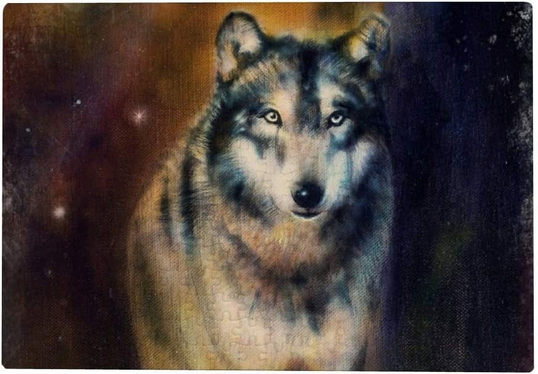 Dreamtimes Wooden Jigsaw Puzzles 1000 Pieces Wolf Painting On Canvas ...