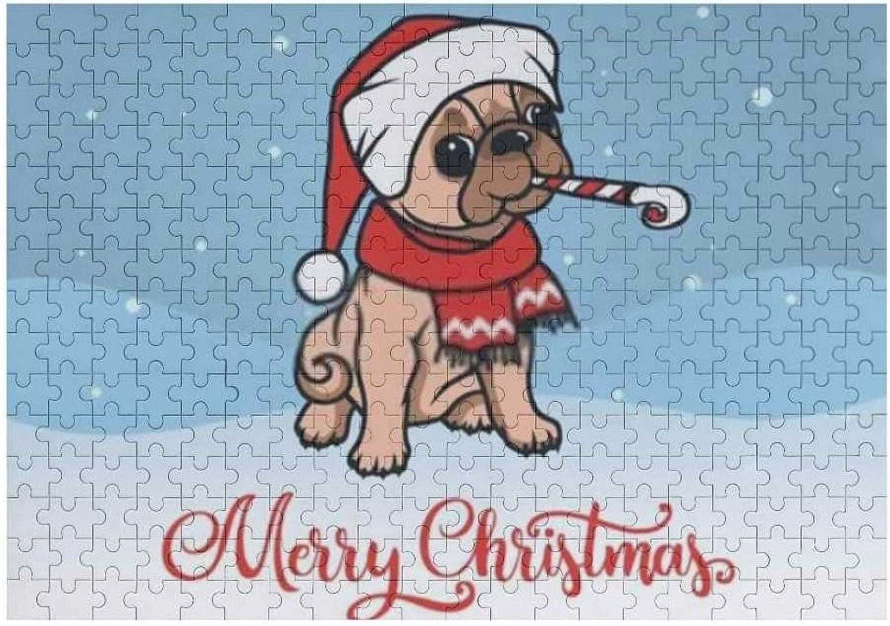 Dreamtimes Wooden Jigsaw Puzzles 300 Pieces, Cute Pug Dog in Santa ...