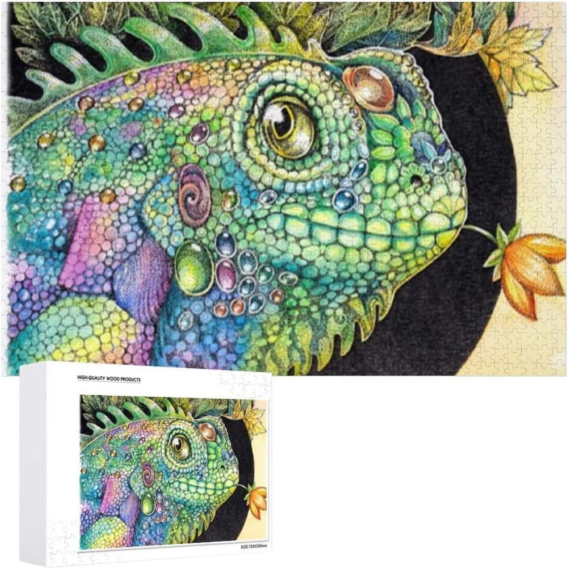 Dreamtimes Wooden Jigsaw Puzzles 300 Pieces, Iguana Lizard Chameleon ...