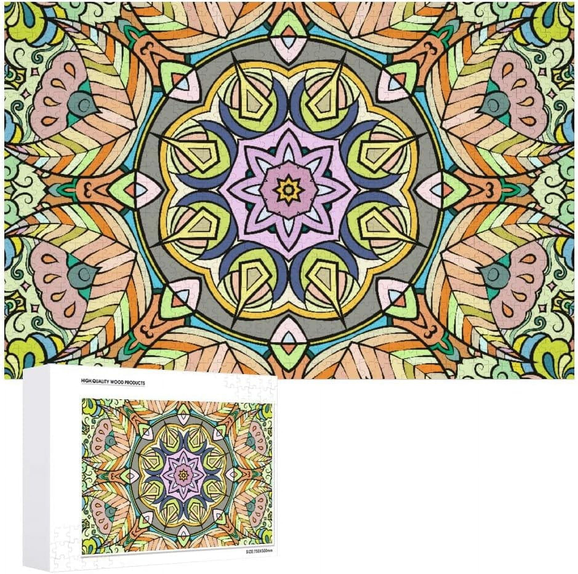 Dreamtimes Wooden Jigsaw Puzzles 500 Pieces Colorful Doodle Symmetry ...