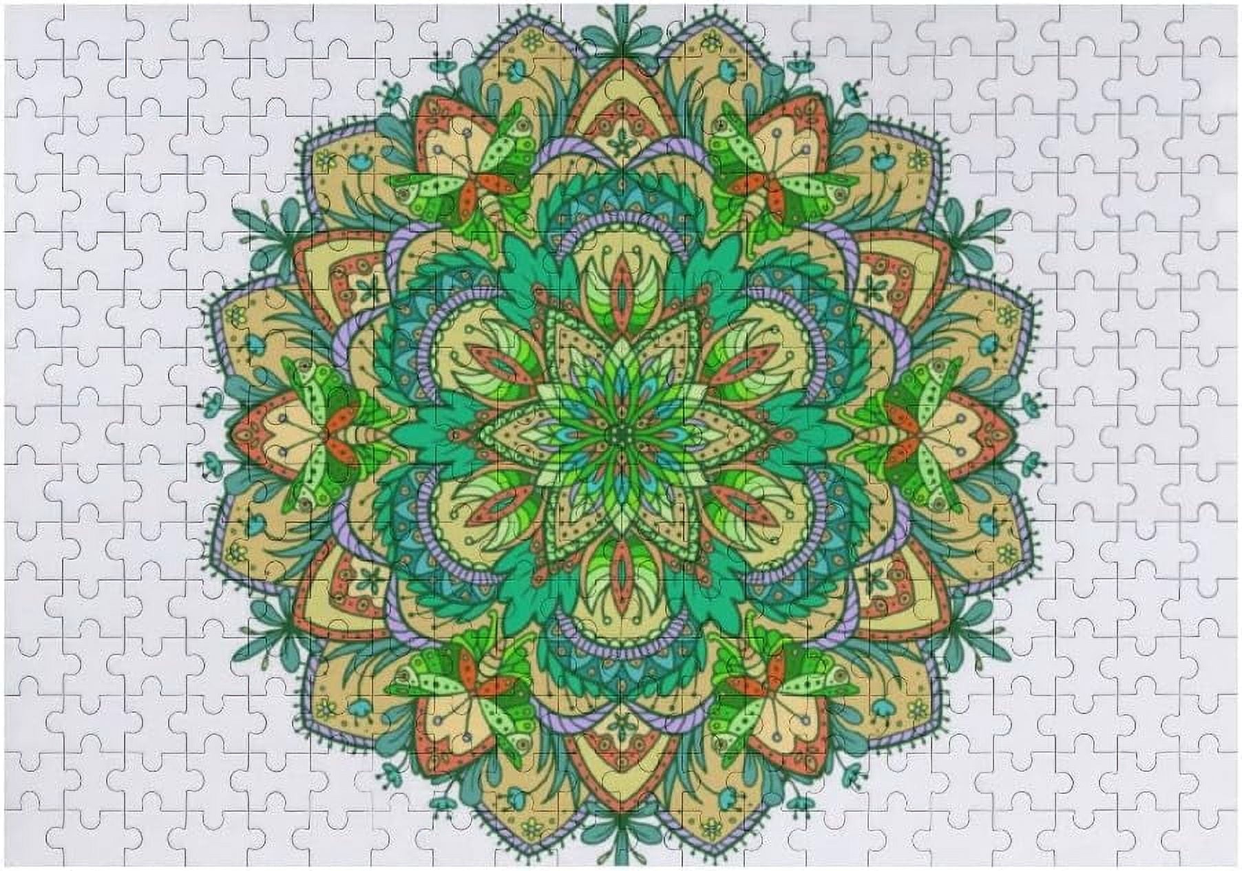 Dreamtimes Wooden Jigsaw Puzzles 500 Pieces, Floral Mandala Green ...