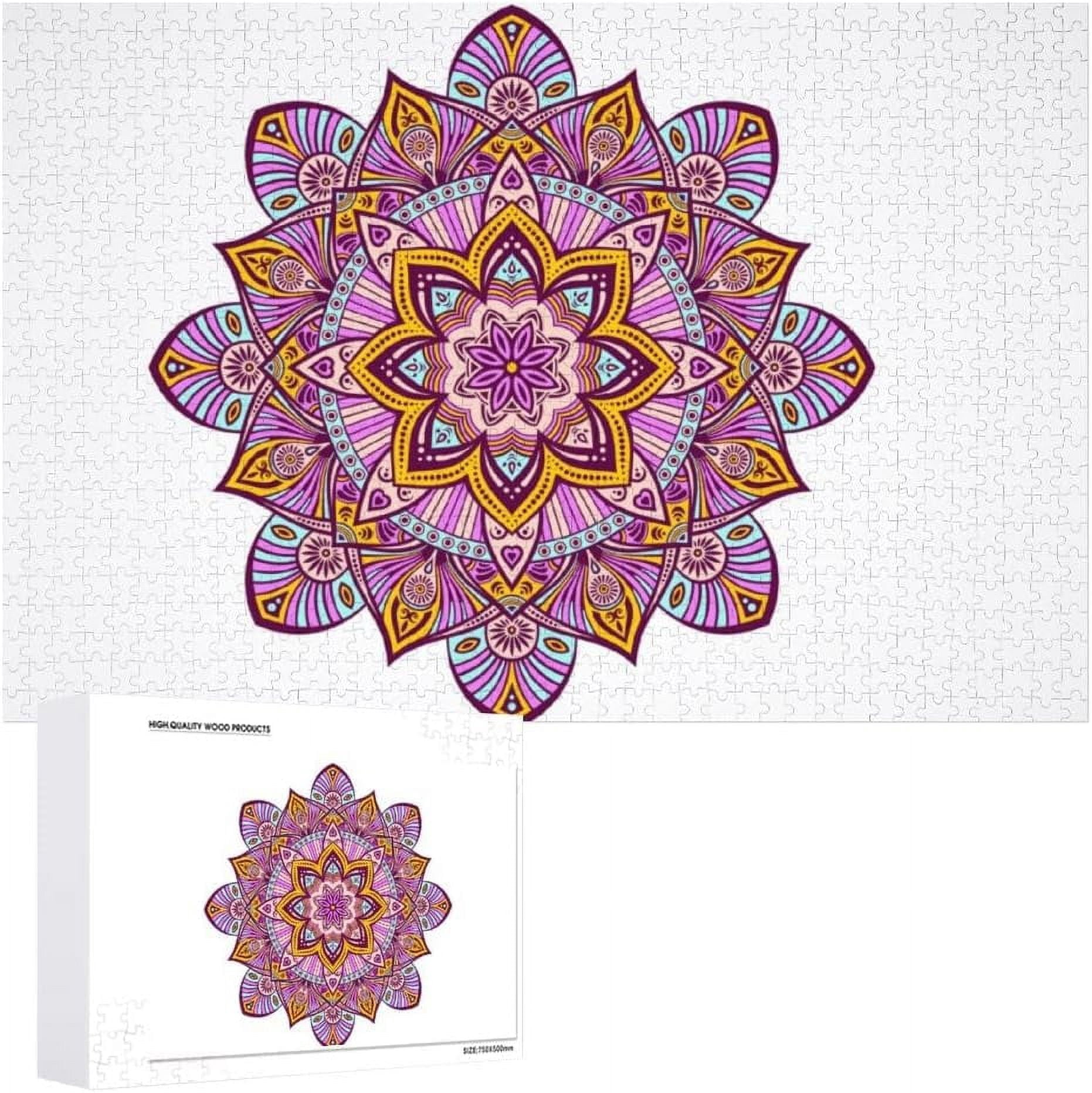 Dreamtimes Wooden Jigsaw Puzzles 500 Pieces, Mandala Decorative Round ...
