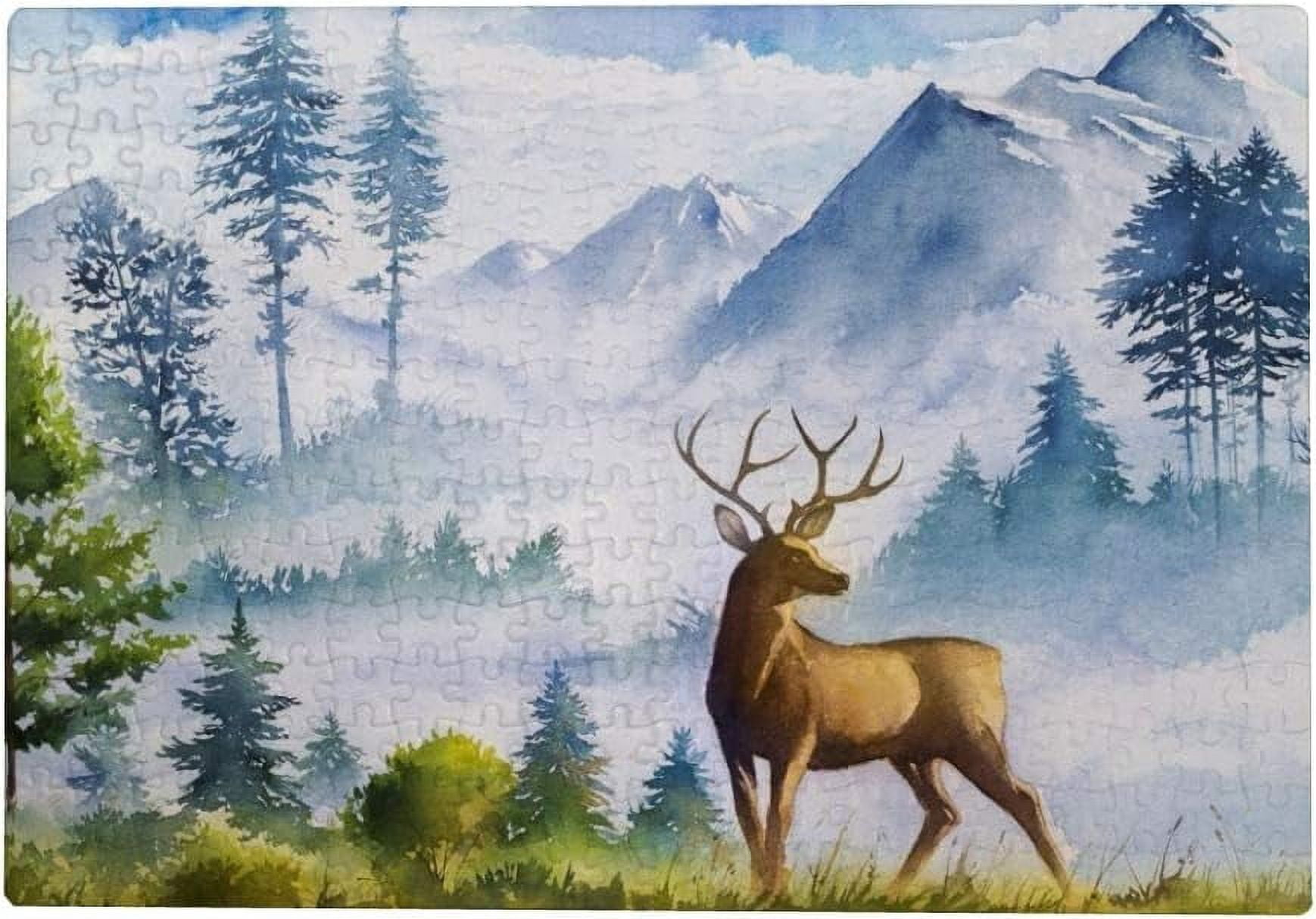 Dreamtimes Wooden Jigsaw Puzzles 500 Pieces Watercolor Deer Landscape ...