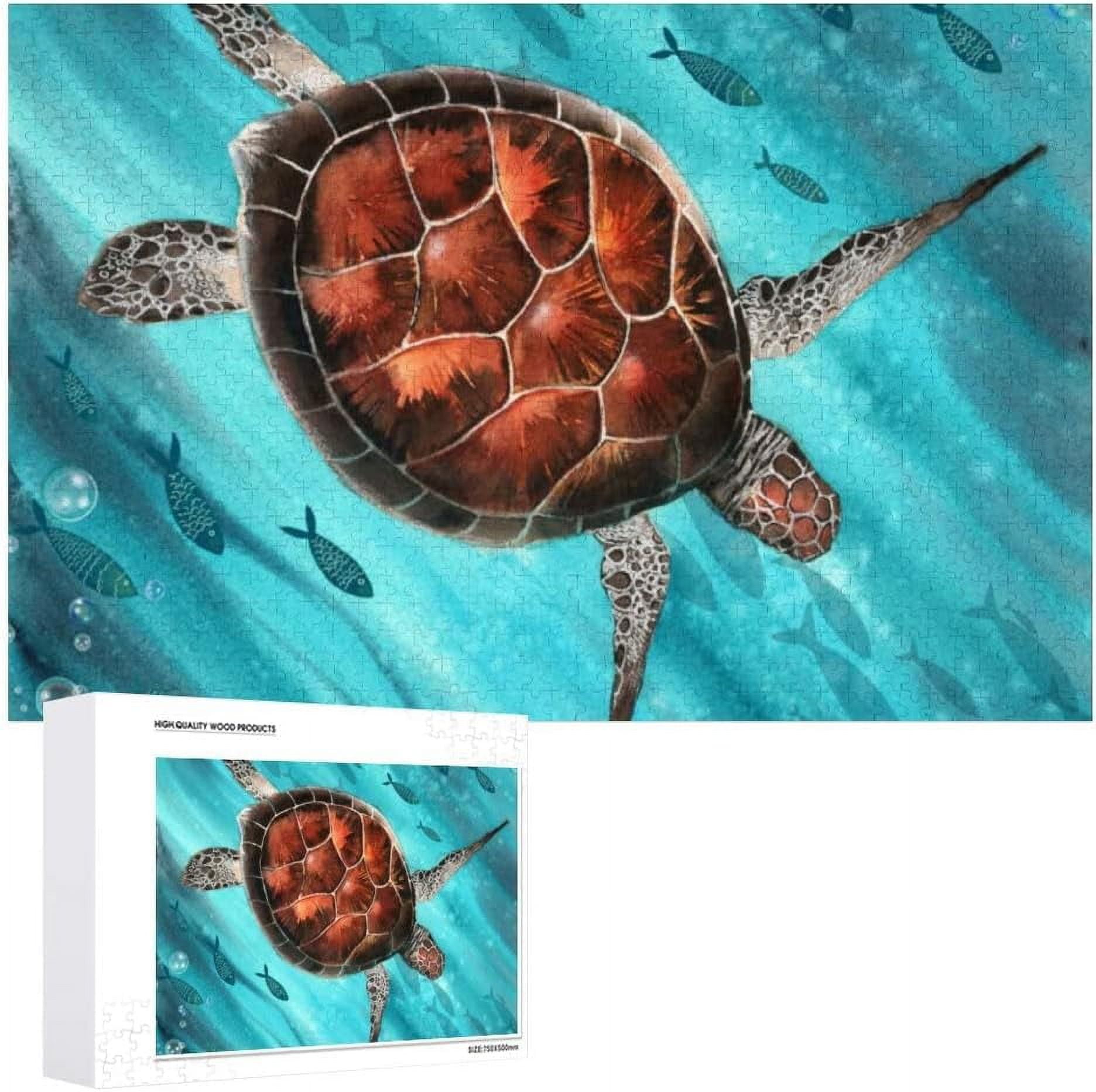 Dreamtimes Wooden Jigsaw Puzzles 500 Pieces Watercolor Sea Turtle ...