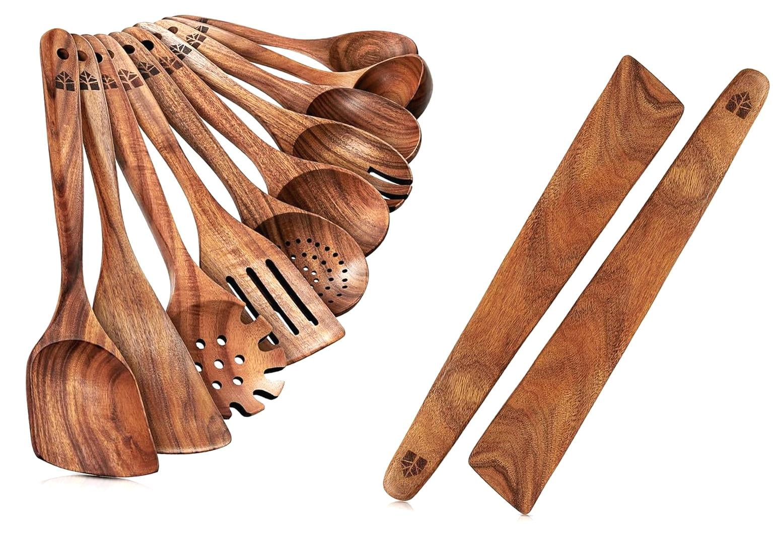 Dreamtimes Wooden Spatulas & Wooden Spoons for Cooking – Wooden Utensil ...