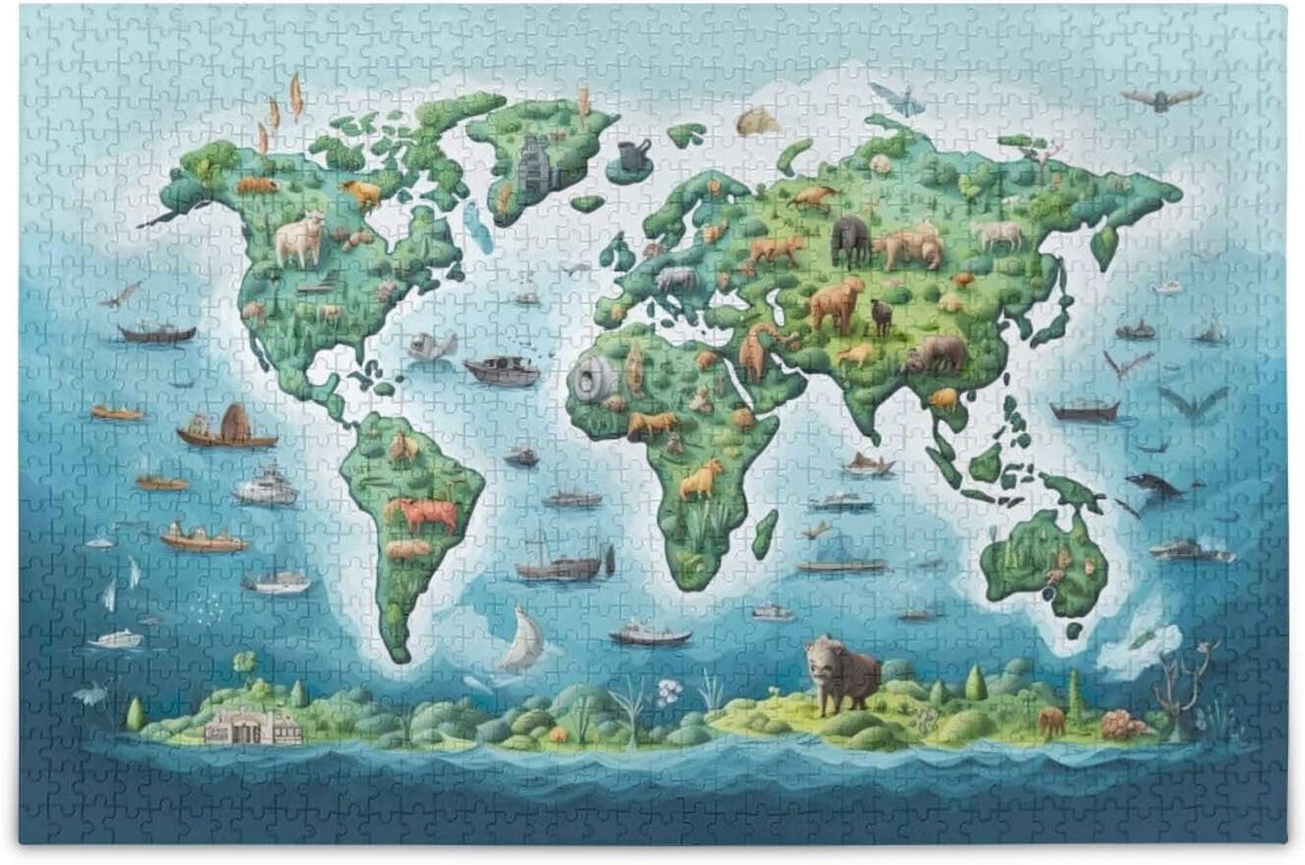 Dreamtimes World Map Pattern Puzzle 500 Pieces - Wooden Jigsaw Puzzles ...