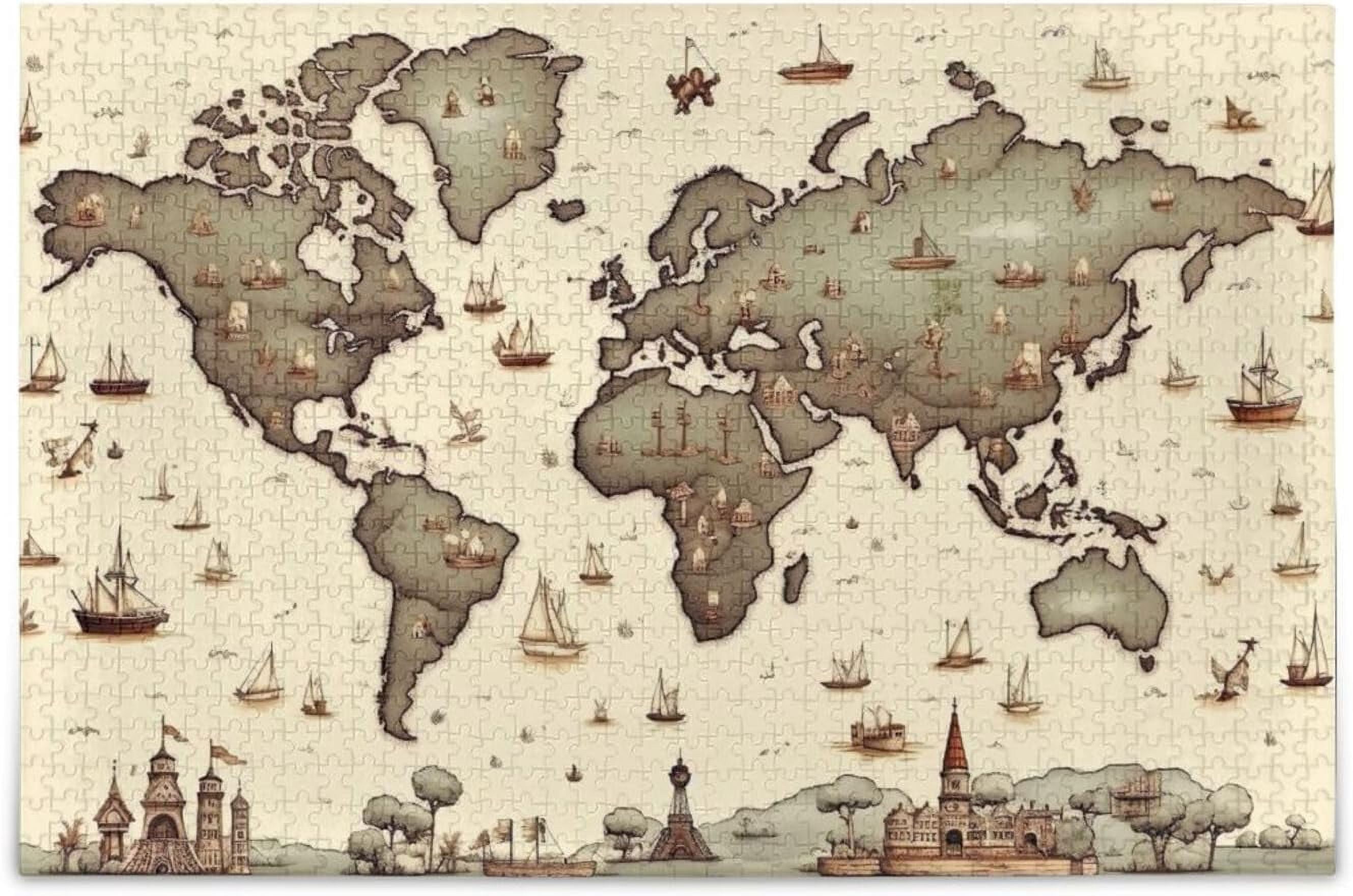 Dreamtimes World Map Pattern Puzzle 500 Pieces - Wooden Jigsaw Puzzles ...