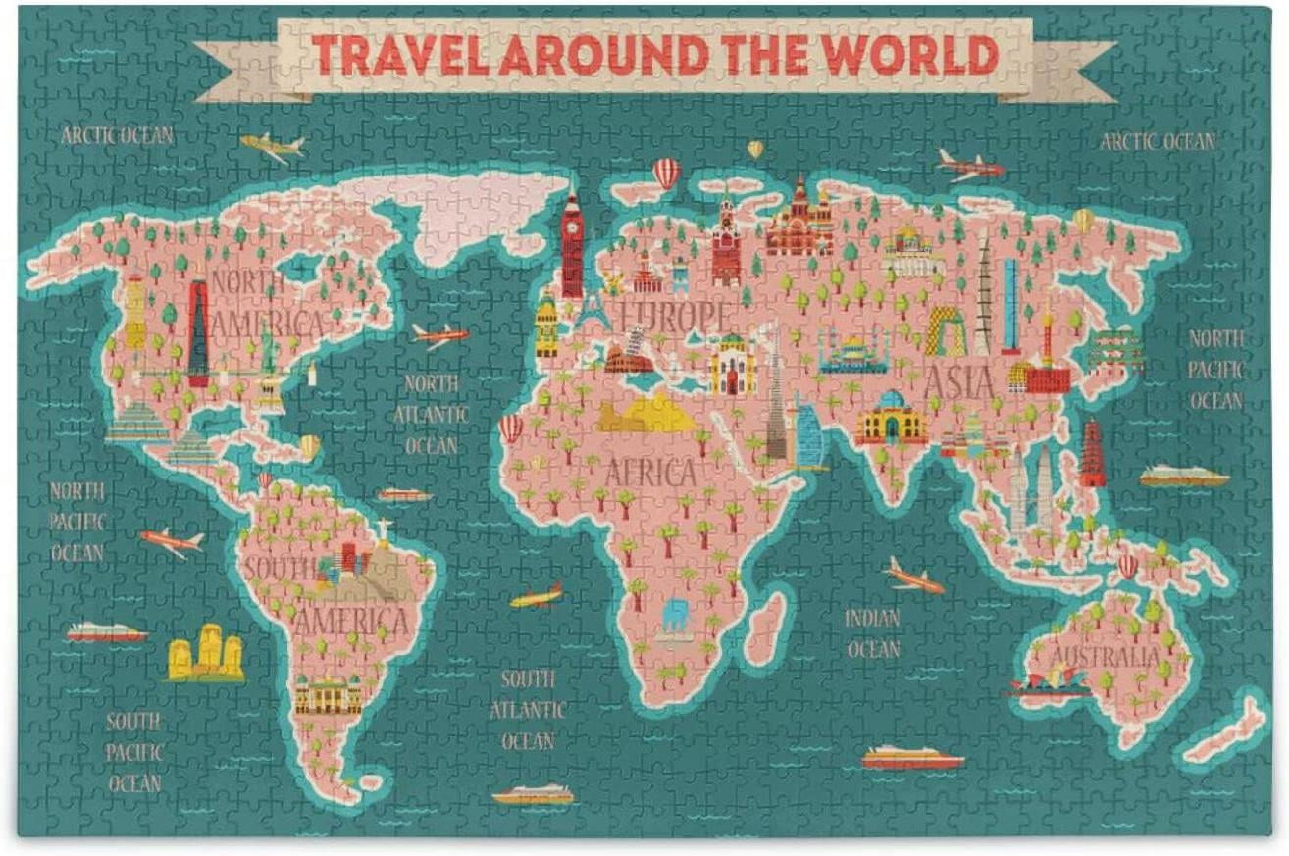 Dreamtimes World Travel Map Poster Wooden Jigsaw Puzzles, Intellectual ...
