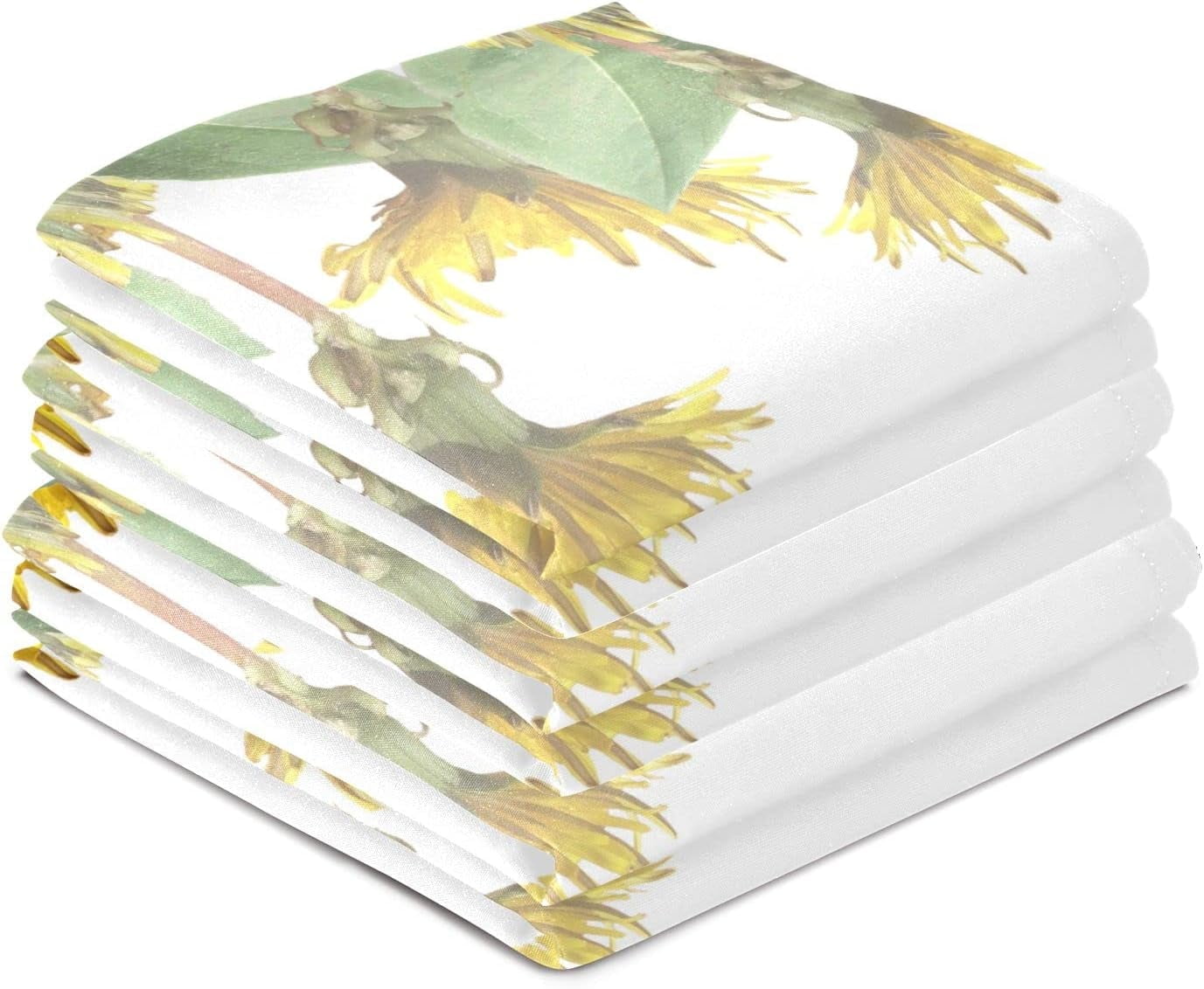 Dreamtimes Yellow Dandelions on A White Kitchen Towels Set of 6 ...