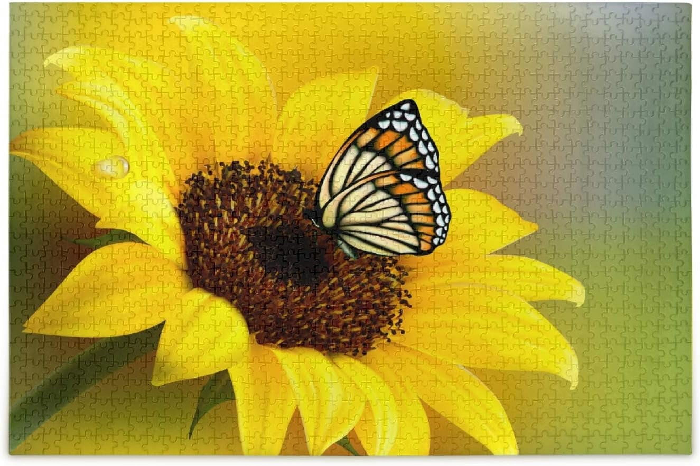 Dreamtimes Yellow Sunflower Butterfly Puzzle for Adults 500 Piece ...