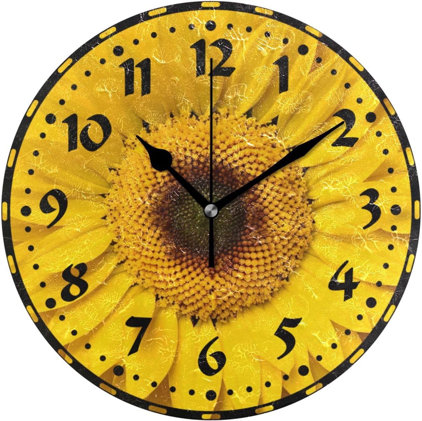 Dreamtimes Yellow Sunflower Wall Clock, Silent Non Ticking 10 Inch ...