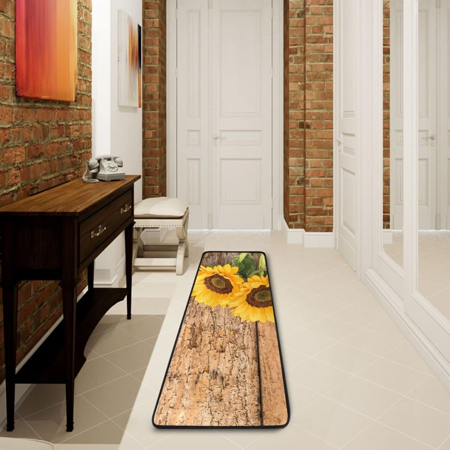 Dreamtimes Yellow Sunflowers Hallway Runner Rug 2'x6' Kitchen Rug with ...