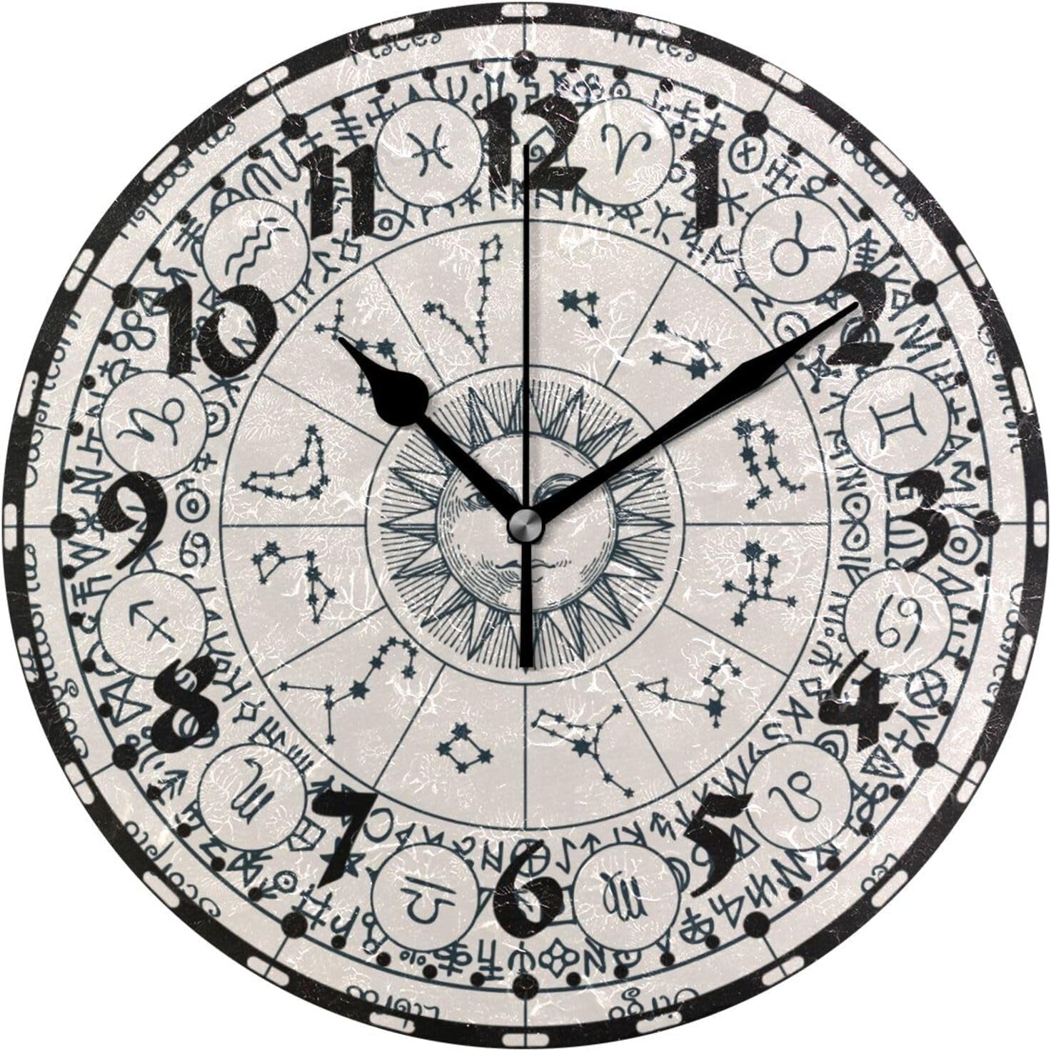 Dreamtimes Zodiac Signs Wall Clock, Silent Non Ticking 10 Inch Battery ...