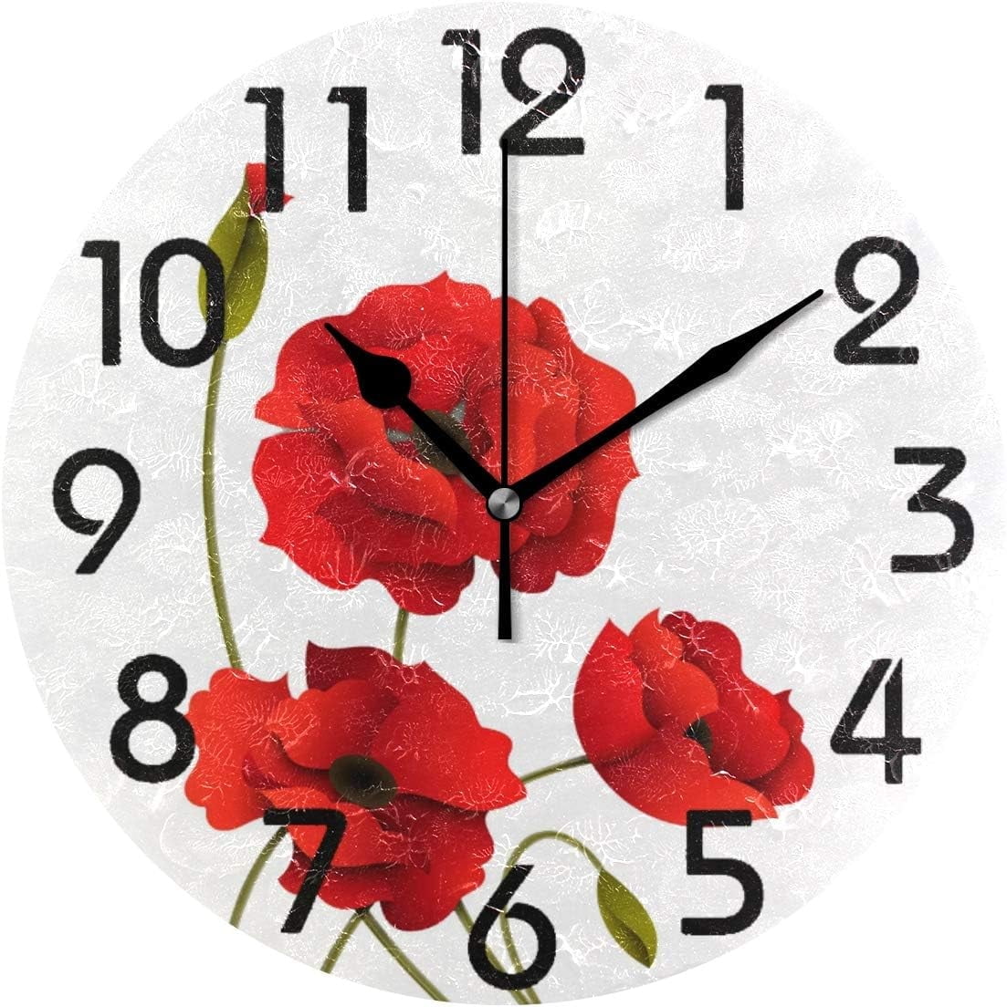 Dreamtimes tylish Beautiful Red Poppy Flowers Print Round Wall Clock ...