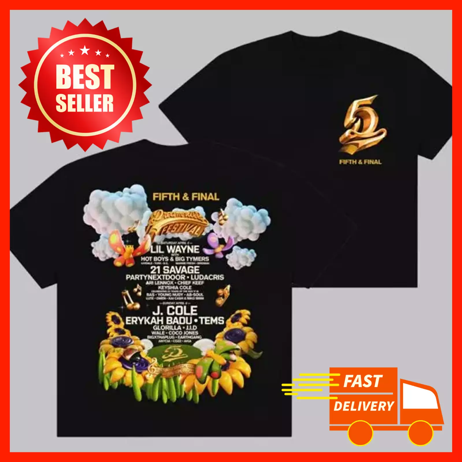 Dreamville Festival 2025 Fifth And Final Line Up T-Shirt - Walmart.com