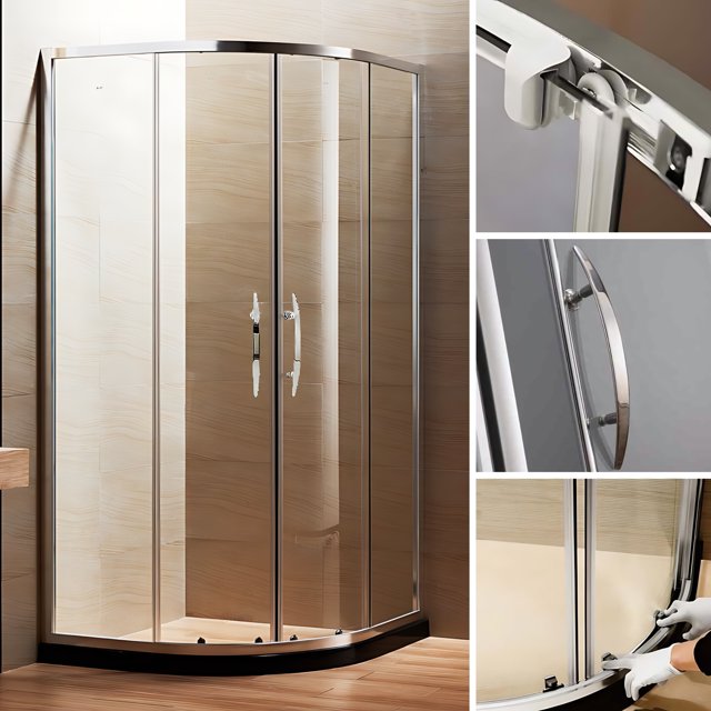Dreamwerks 36 in. W x 79 in. H Framed Sliding Shower Enclosure Clear Glass in Chrome with ...