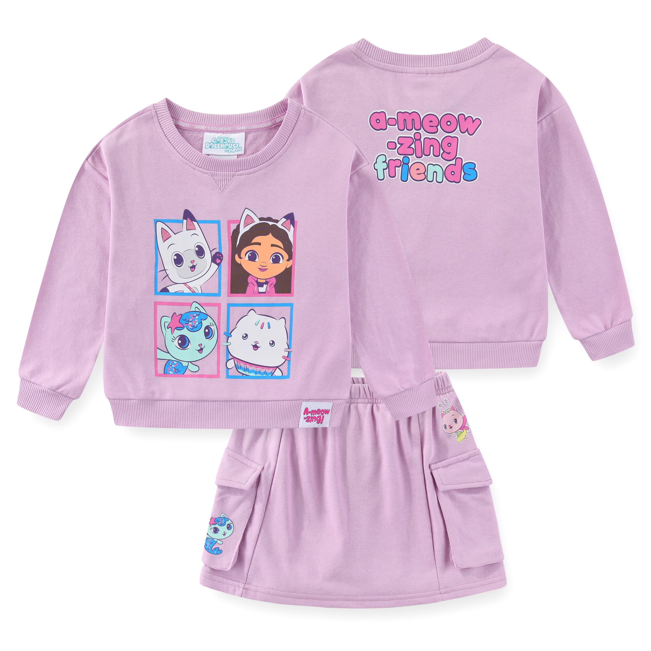 Dreamworks Gabby's Dollhouse Girls French Terry Sweatshirt and Skort ...
