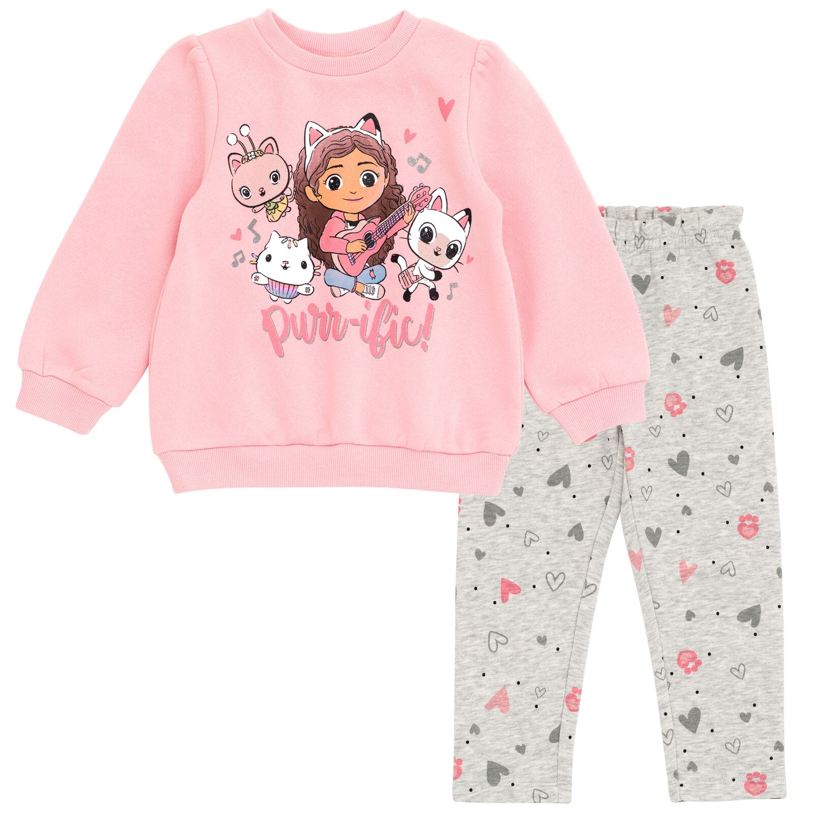 Dreamworks Gabby's Dollhouse Pandy Paws Cakey Cat Kitty Fairy Little Girls Fleece Sweatshirt and ...