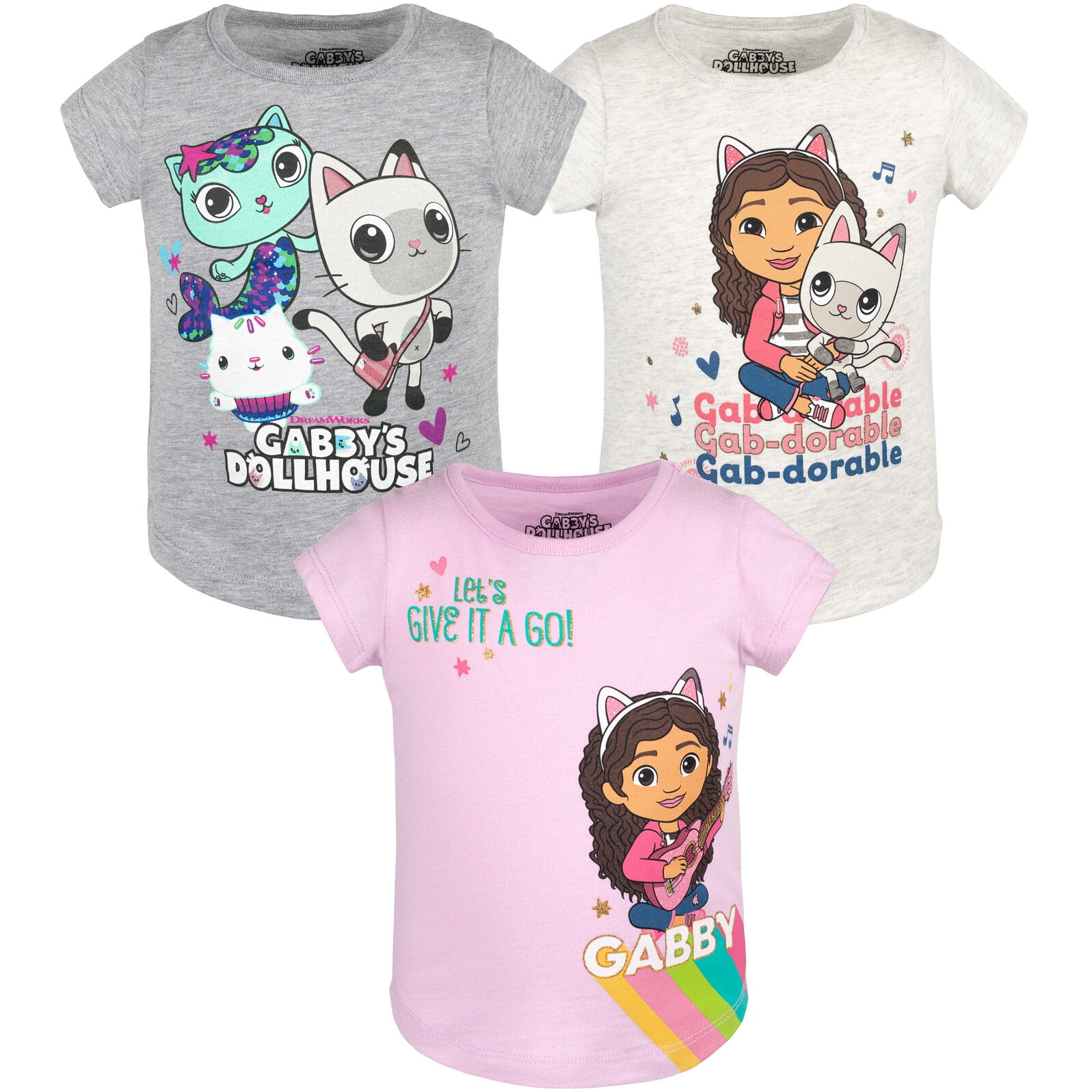 Dreamworks Gabby's Dollhouse Pandy Paws T-Shirt Pack for Toddler Girls ...