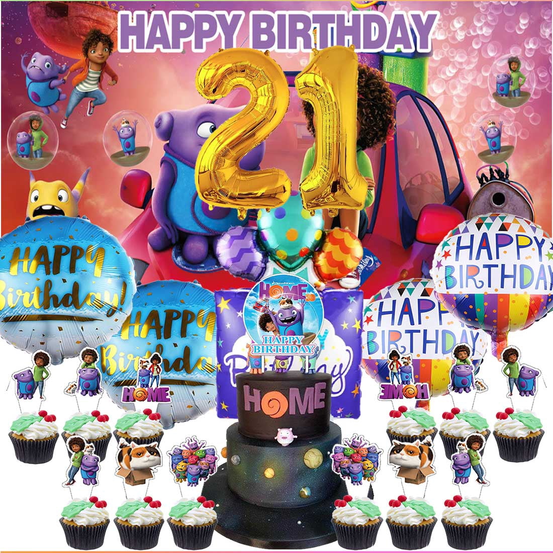 Dreamworks Home Party Supplies Decor 21th Kit Balloons Birthday Cake ...